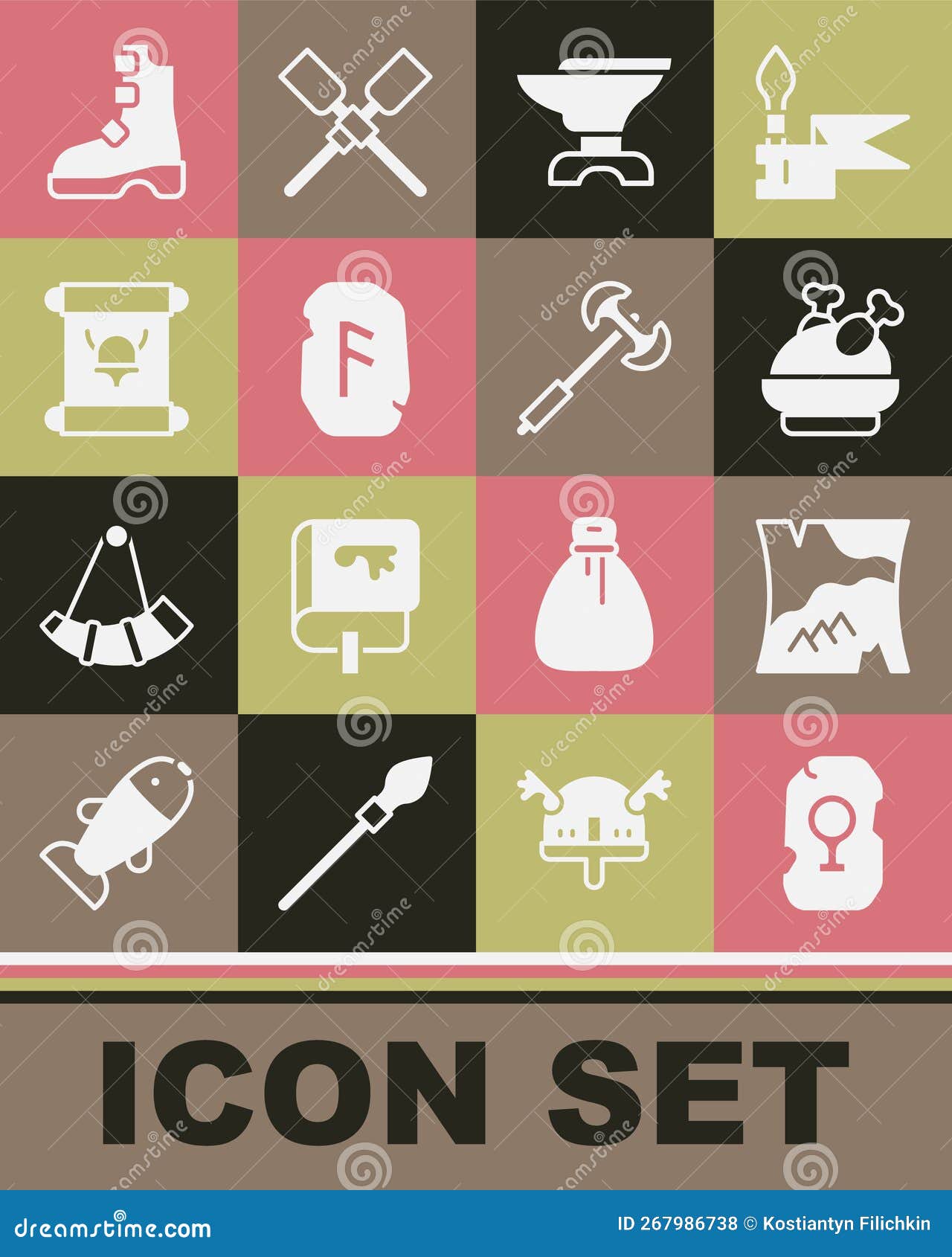 Set Magic Rune, Folded Map, Roasted Turkey or Chicken, Anvil for ...