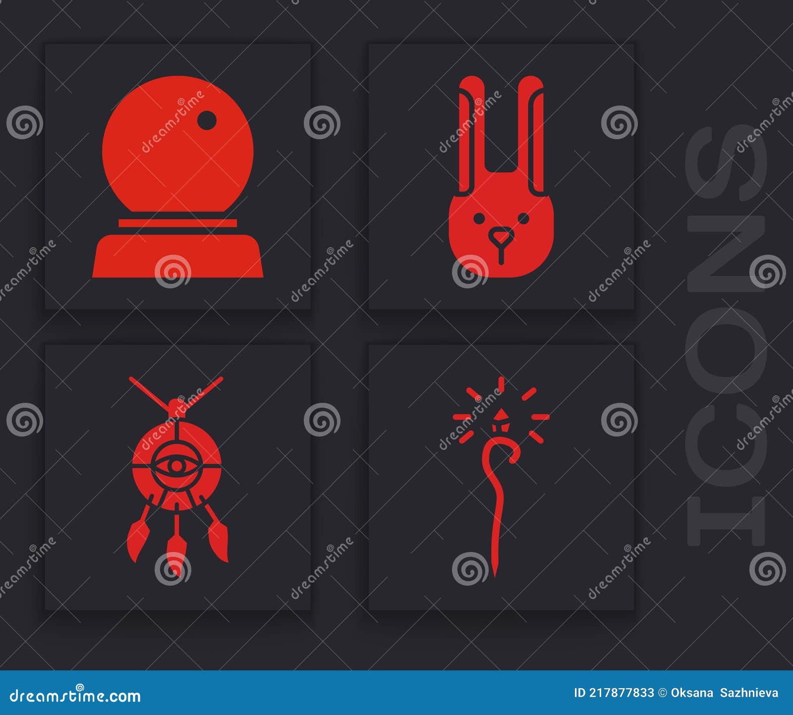 Set Magic Staff, Magic Ball, Rabbit with Ears and Dream Catcher with ...