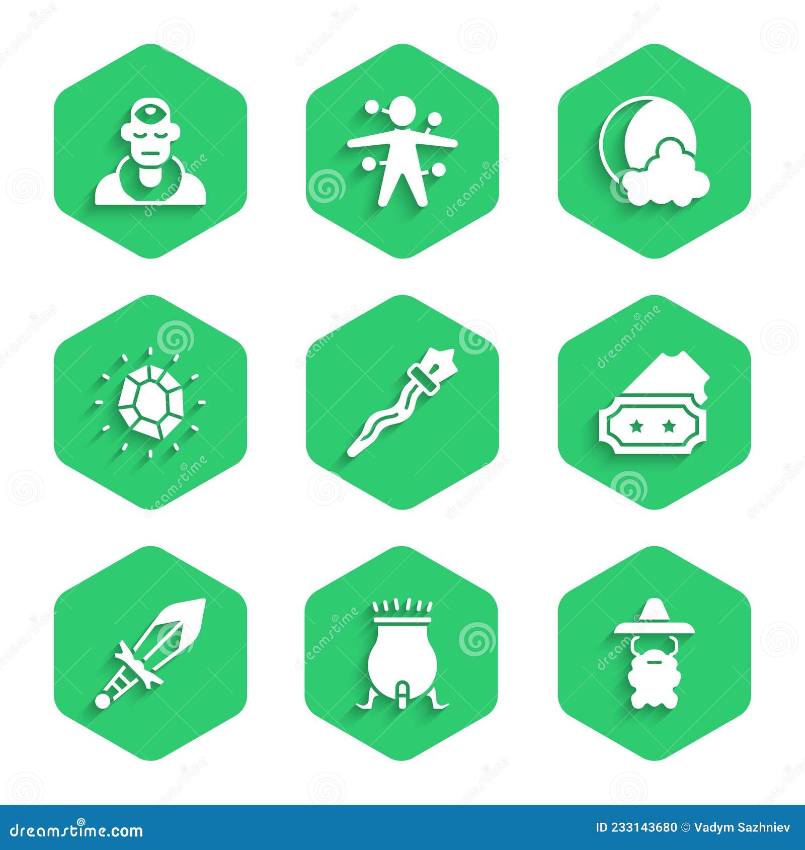 Set Magic Staff, Witch Cauldron, Wizard Warlock, Ticket, Medieval Sword ...