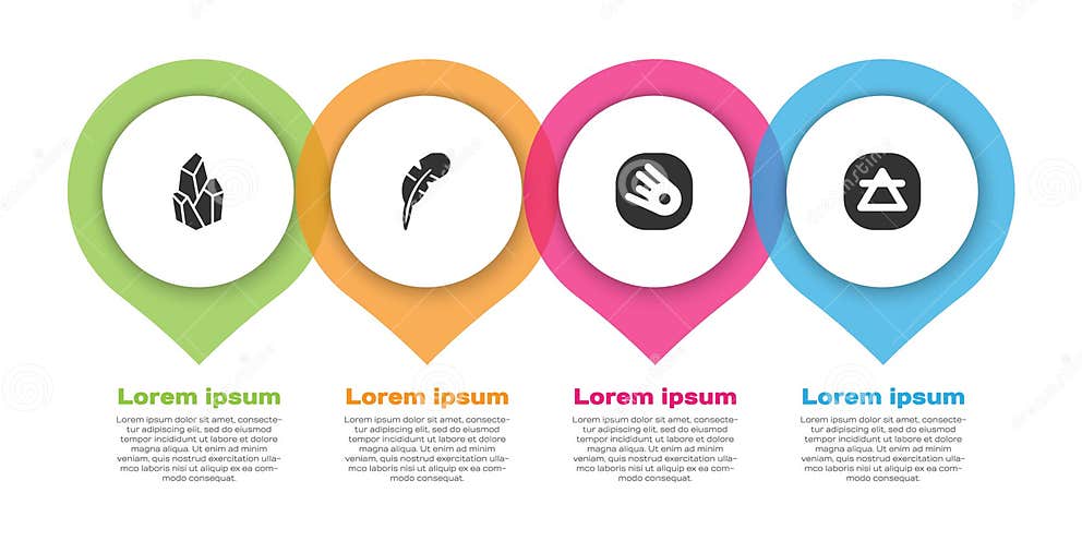 Set Magic Stone, Feather Pen, Comet Falling Down Fast and Air Element ...