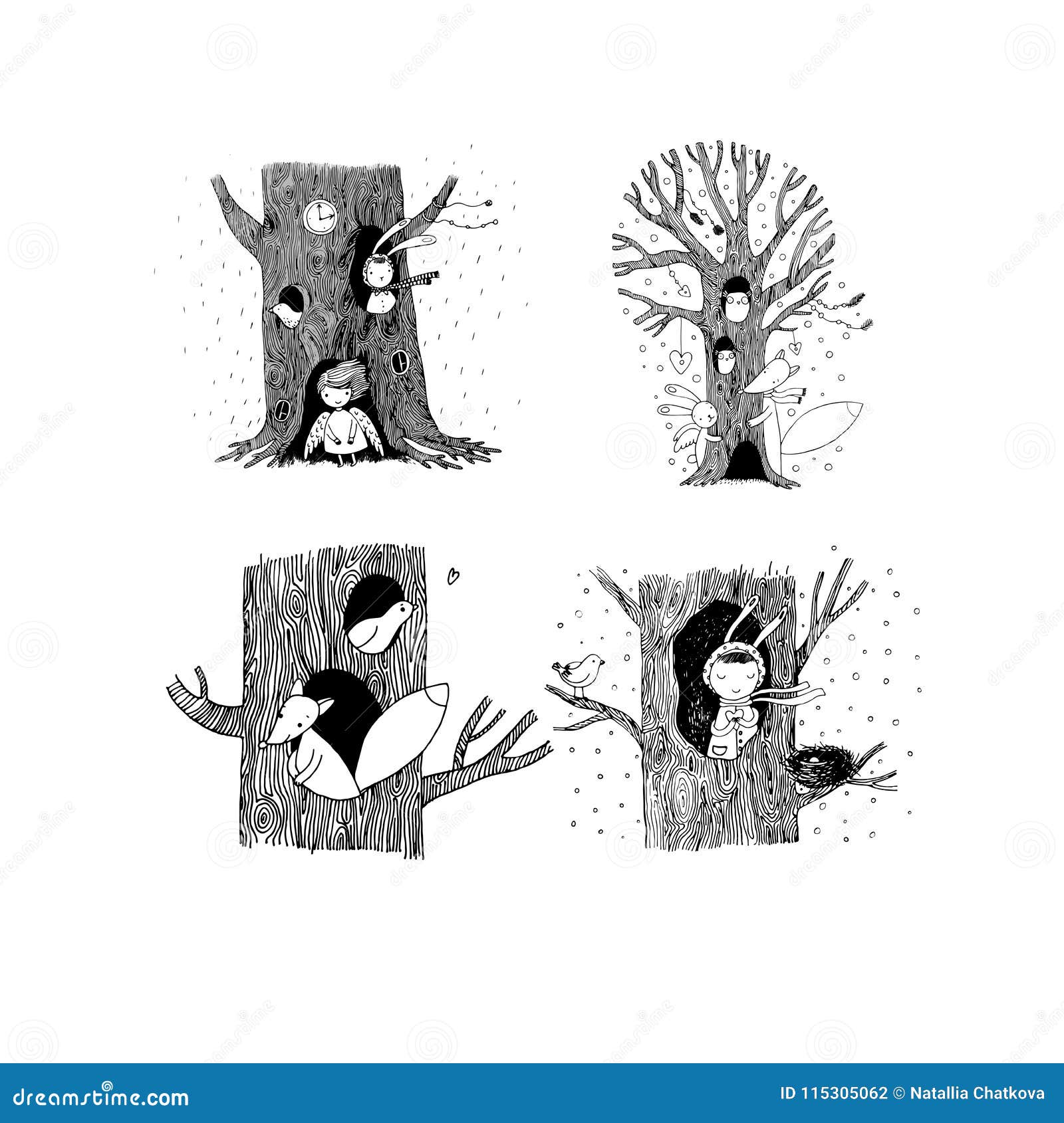 Set With Magic Trees. Vector Illustration | CartoonDealer.com #115305062