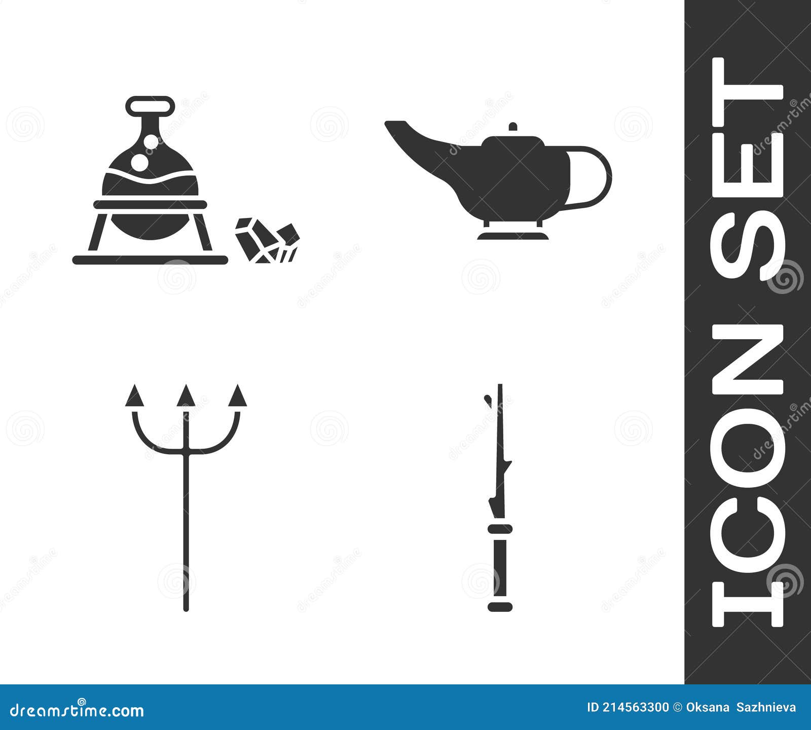 Set Magic Wand, Witch Cauldron and Magic Stone, Neptune Trident and ...