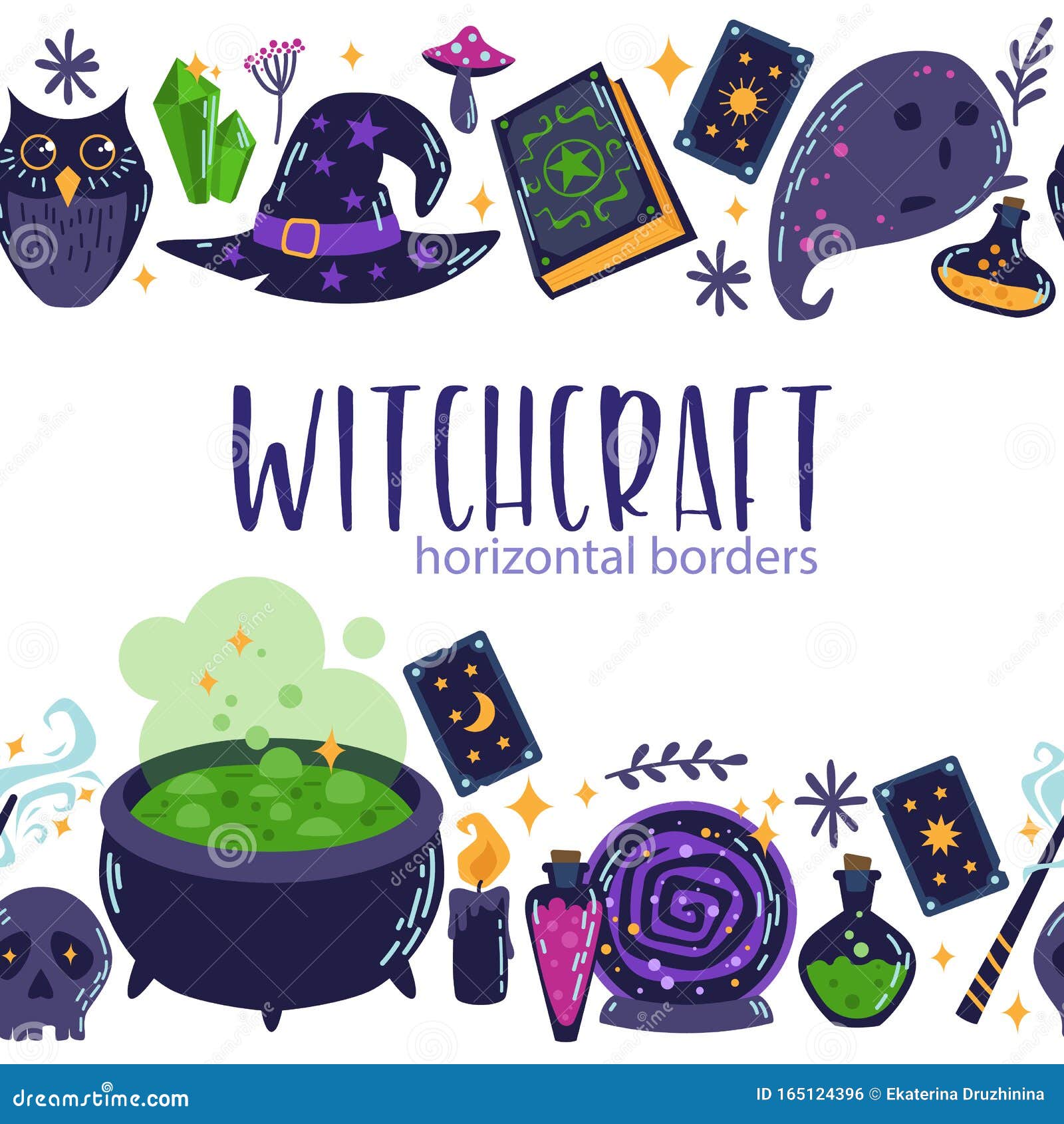 Witchcraft seamless border stock vector. Illustration of element ...