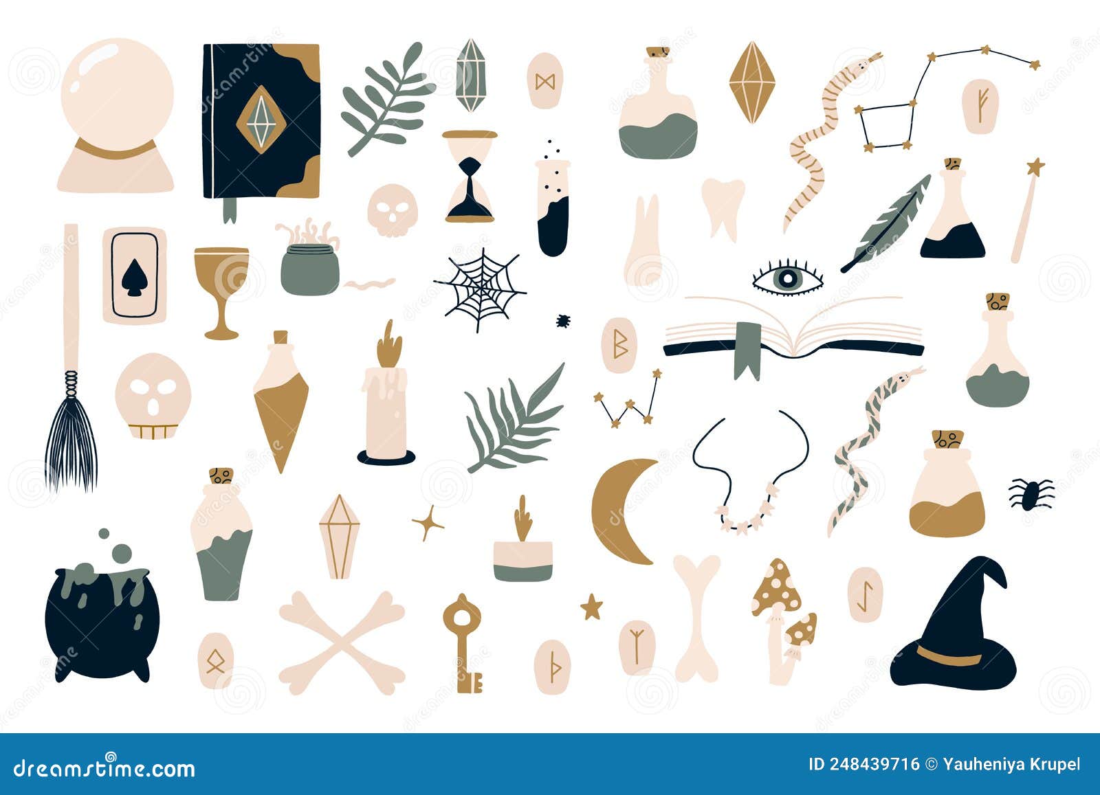 Set with Magical Elements. Magic Collection Stock Vector - Illustration ...