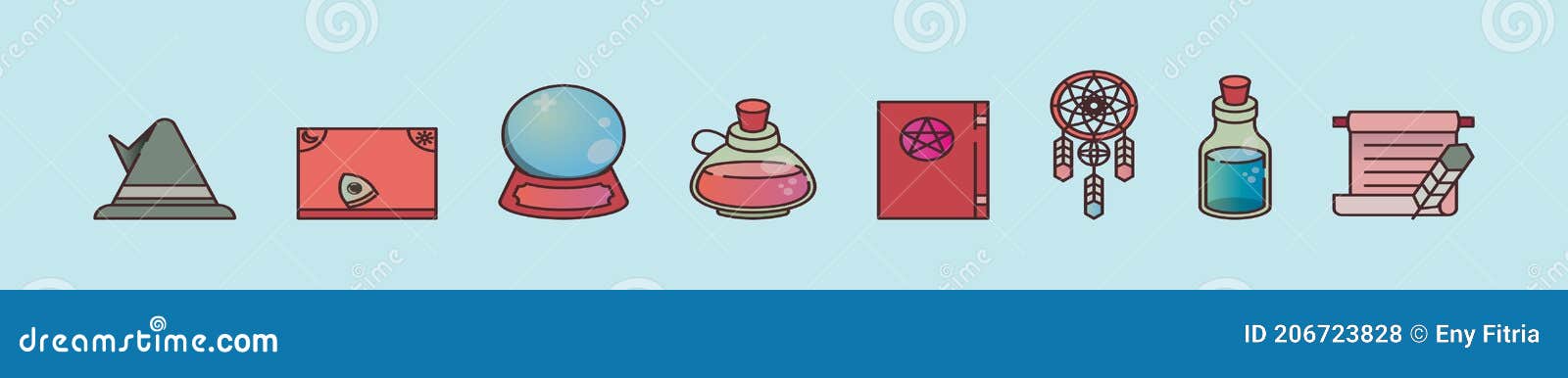 Set of Magical Items Cartoon Icon Design Template with Various Models ...