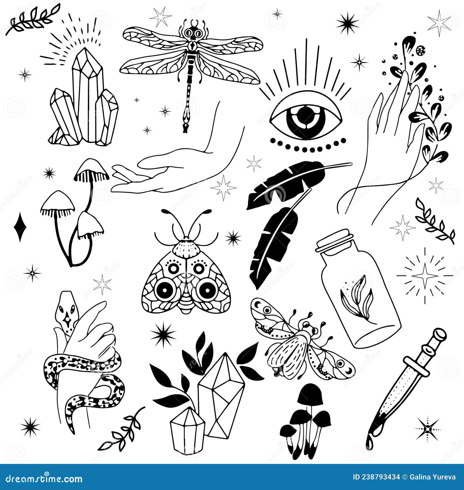 A Set of Magical Ritual Symbols Stock Illustration - Illustration of ...