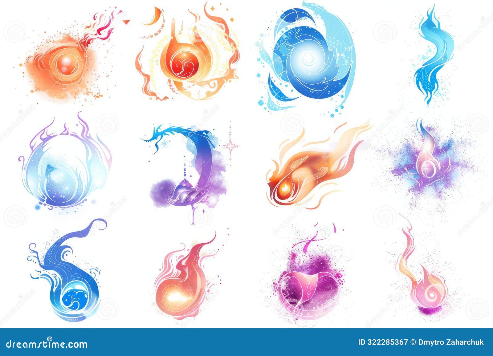 Set of Magical Things and Effects, an Enchanting Spell. Stock Image ...