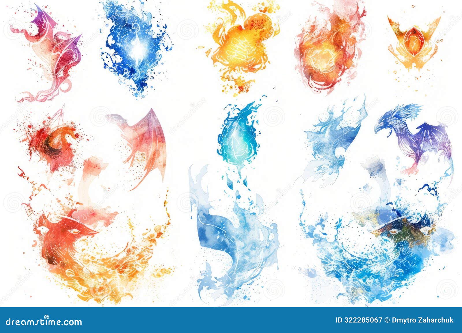 Set of Magical Transformations, Showing Objects or Creatures Changing ...