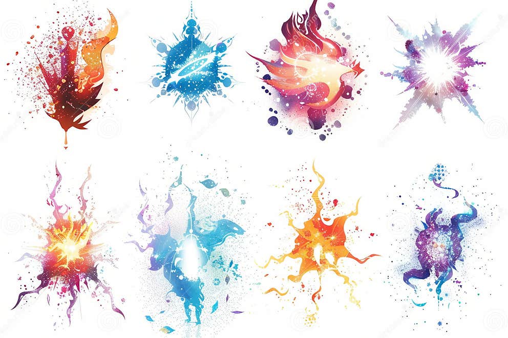 Set of Magical Transformations, Showing Objects or Creatures Changing ...