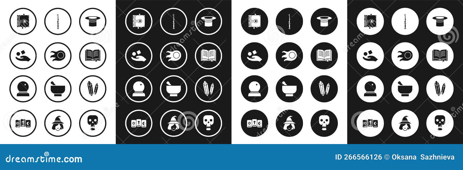 Set Magician Hat, Fireball, Cube Levitating Above Hand, Ancient Magic ...