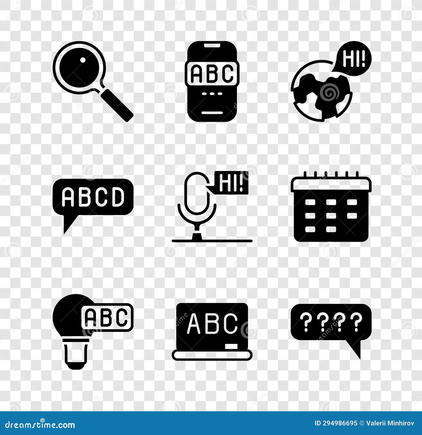 Set Magnifying Glass, Foreign Language Online Study, Learning Foreign ...
