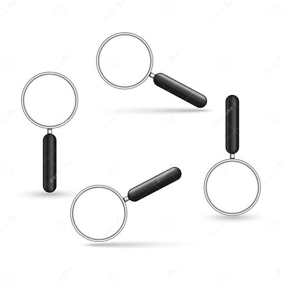 Set of Magnifying Glasses at Different Angles Realistic 3d Magnifier ...