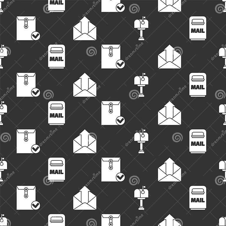 Set Mail Box, Mail Box, Envelope and Check Mark and Outgoing Mail on ...