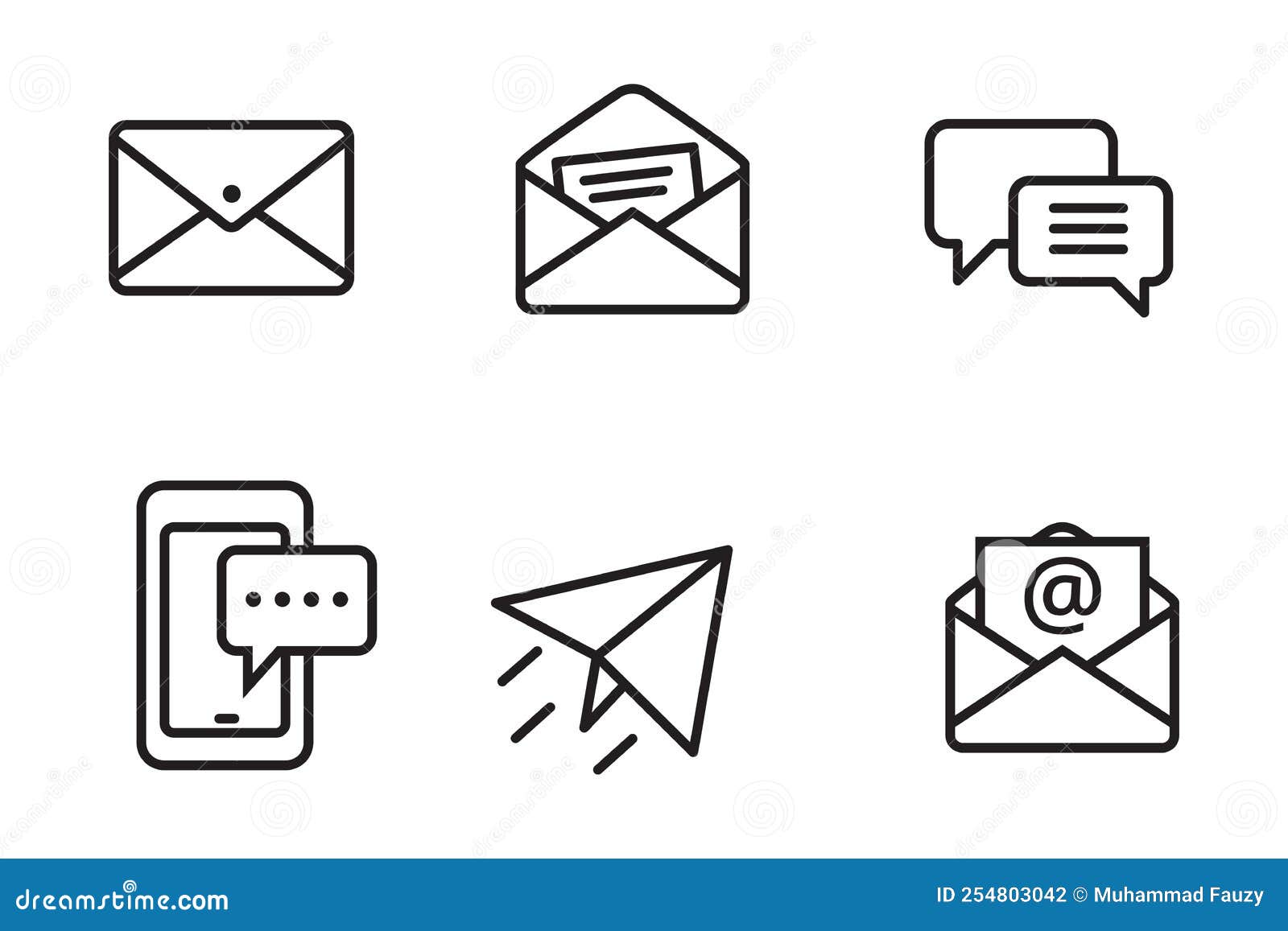 Set of Mail and Chat Icons with Linear Style Stock Vector ...