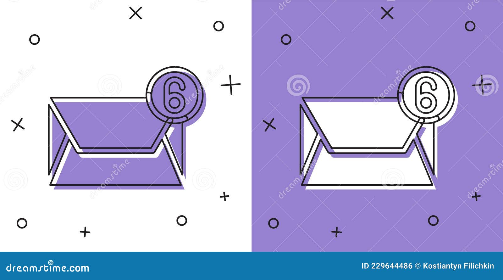 Set Mail and E-mail Icon Isolated on White and Purple Background ...