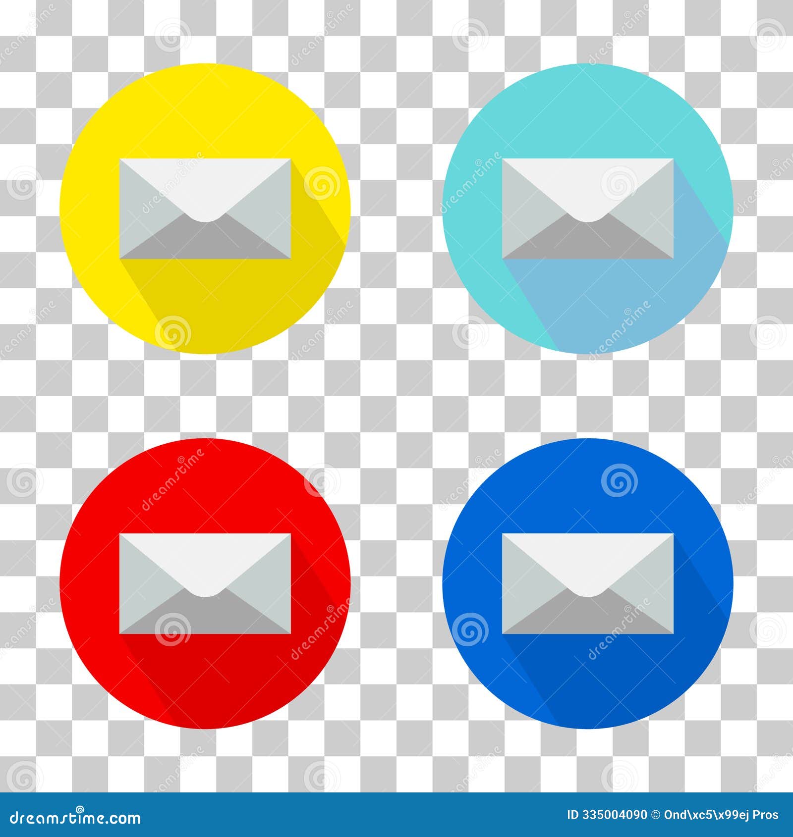 Set of Mail, E-mail Icon, Symbol on Color Background. Vector Isolated ...
