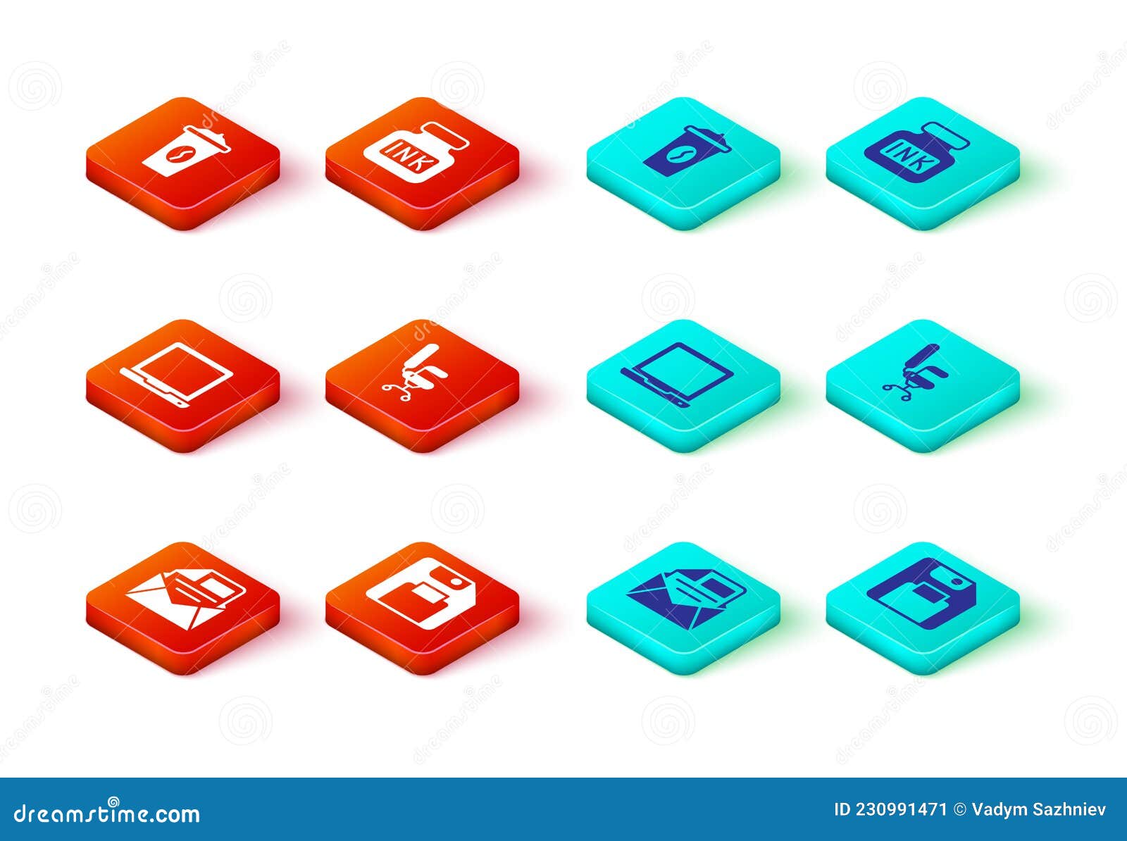 Set Mail and E-mail, Floppy Disk, Laptop, Office Chair, Inkwell and ...