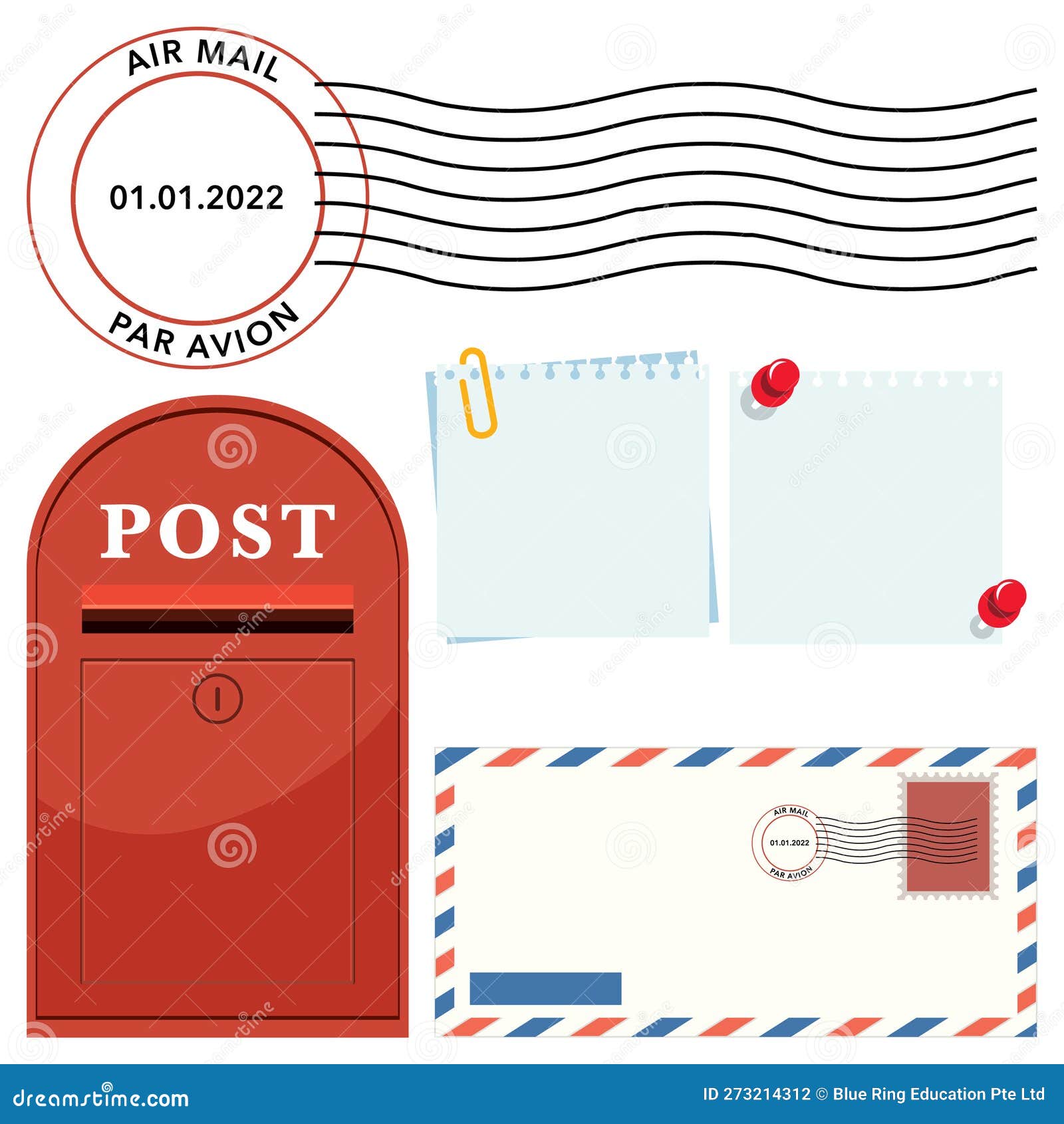 Set of Mail and Post Symbol Stock Vector - Illustration of clipart ...