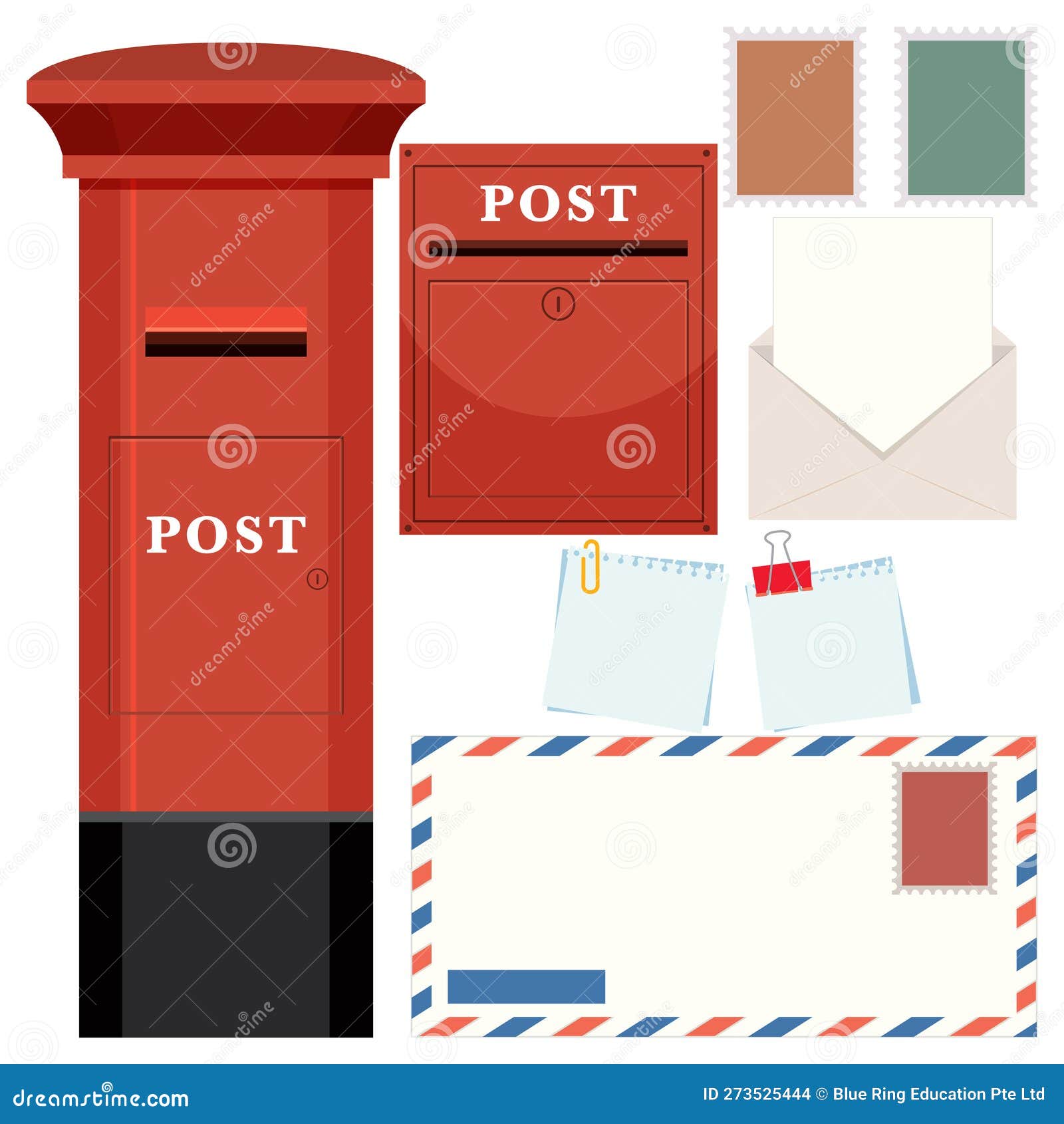 Set of Mail and Post Symbol Stock Vector - Illustration of clipart ...