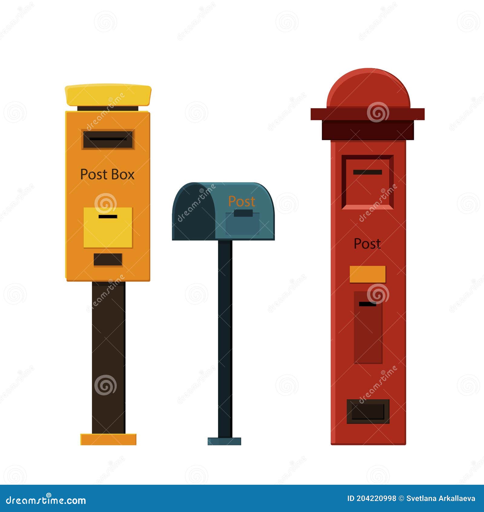 Set of Mailboxes on a White Background for Construction and Design ...