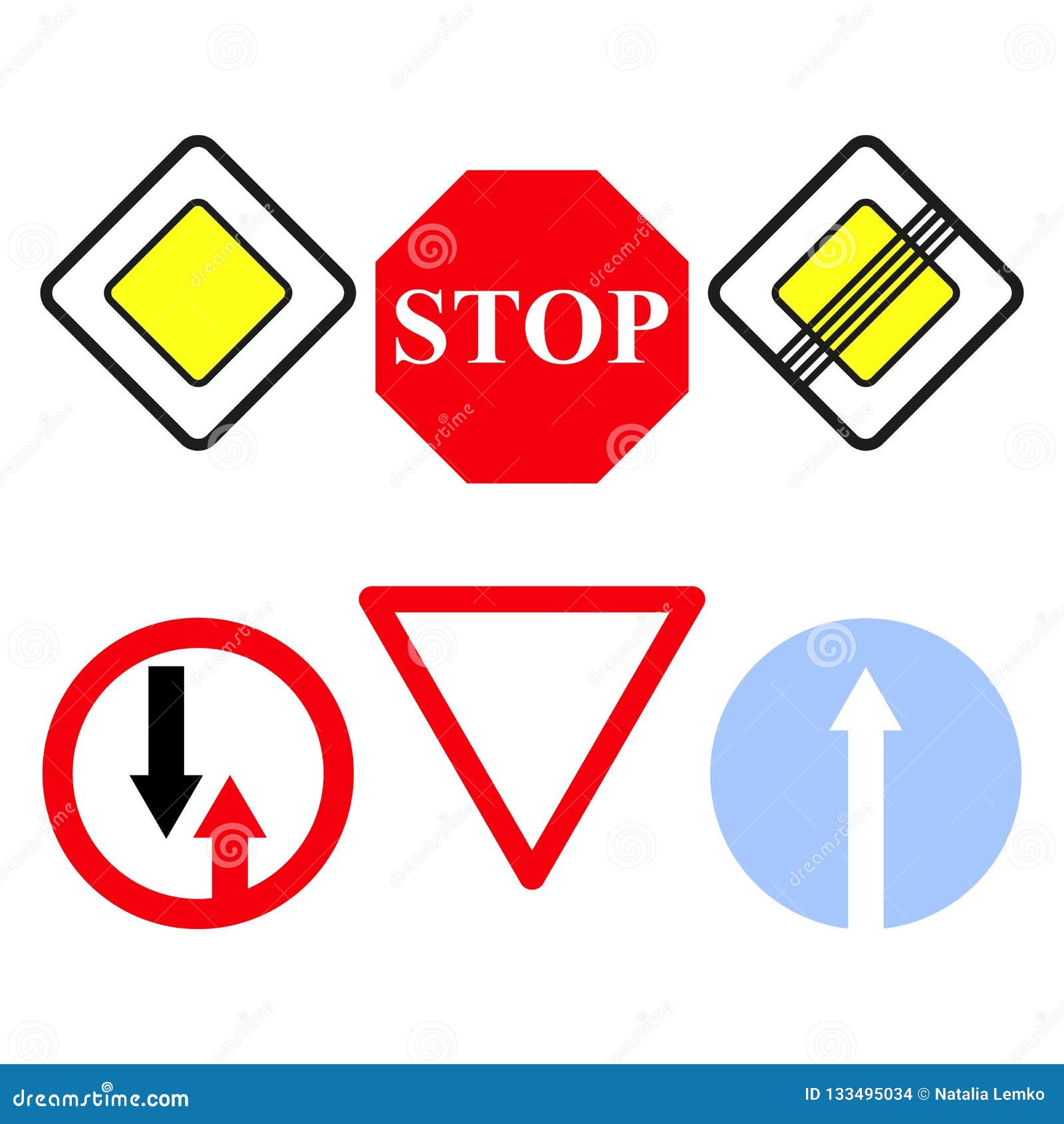Set Main Road Signs Icons the Stop Stock Vector - Illustration of ...