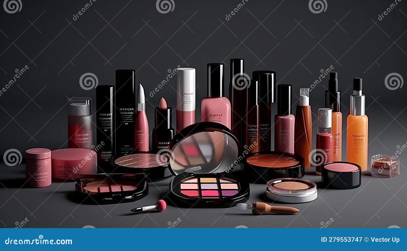 Set of Make Up Cosmetics. Generative AI Stock Illustration ...