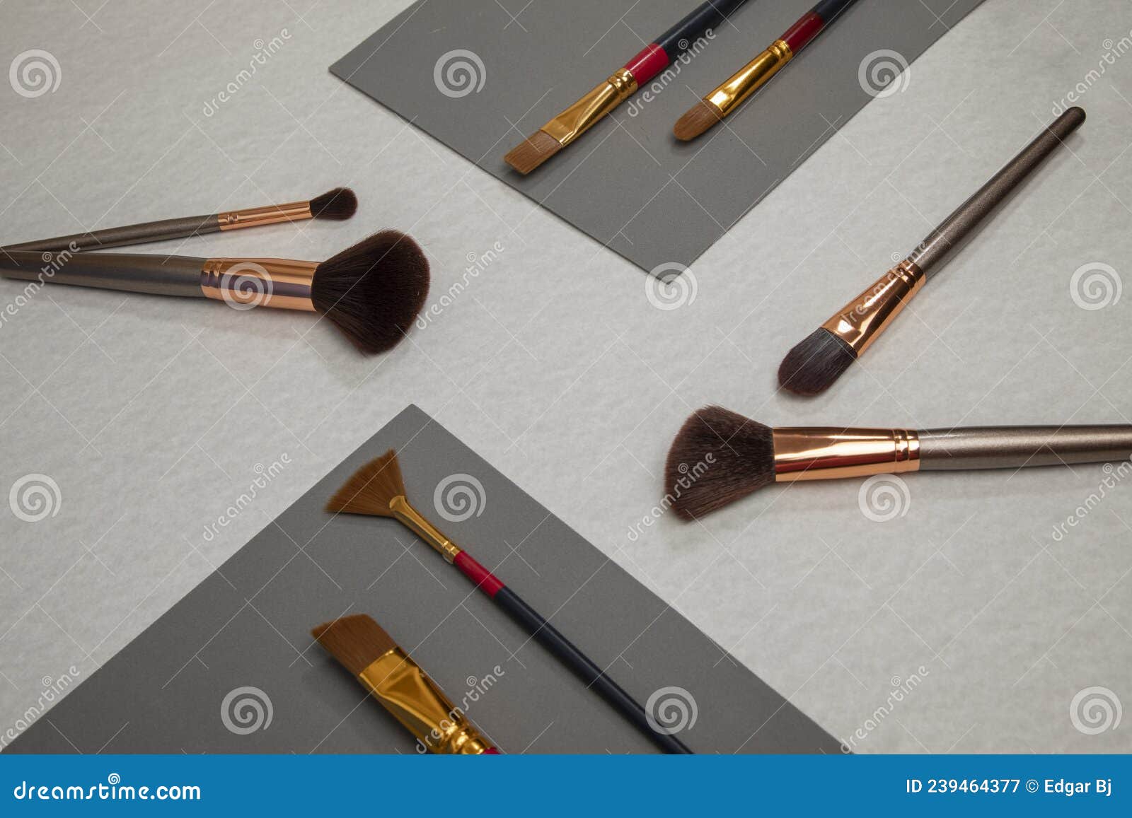 Set of Makeup Brushes of Different Sizes with Geometric Shapes and Copy ...