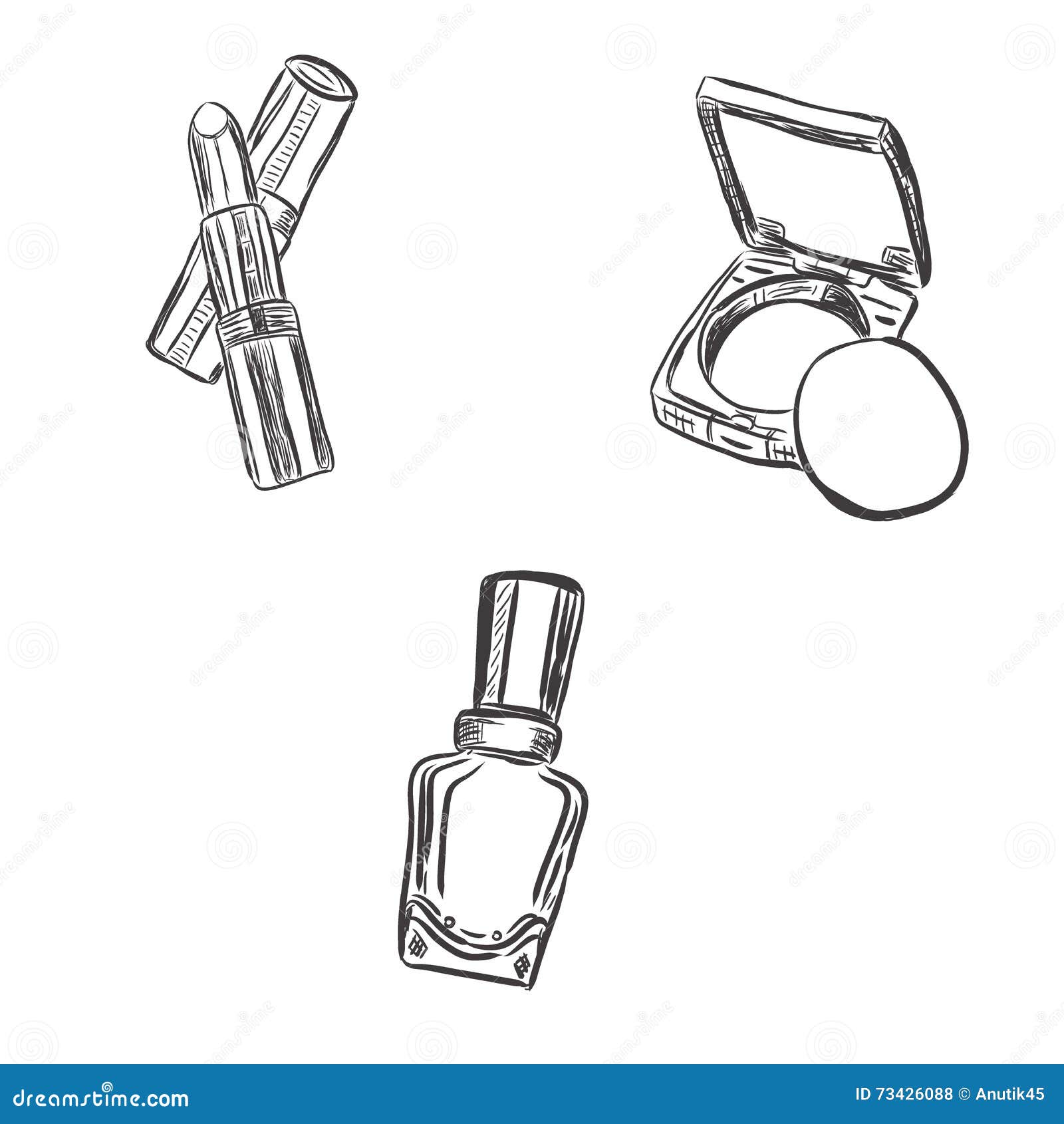 Set of Makeup Objects, Sketch Design, Vector Illustration Stock Vector ...