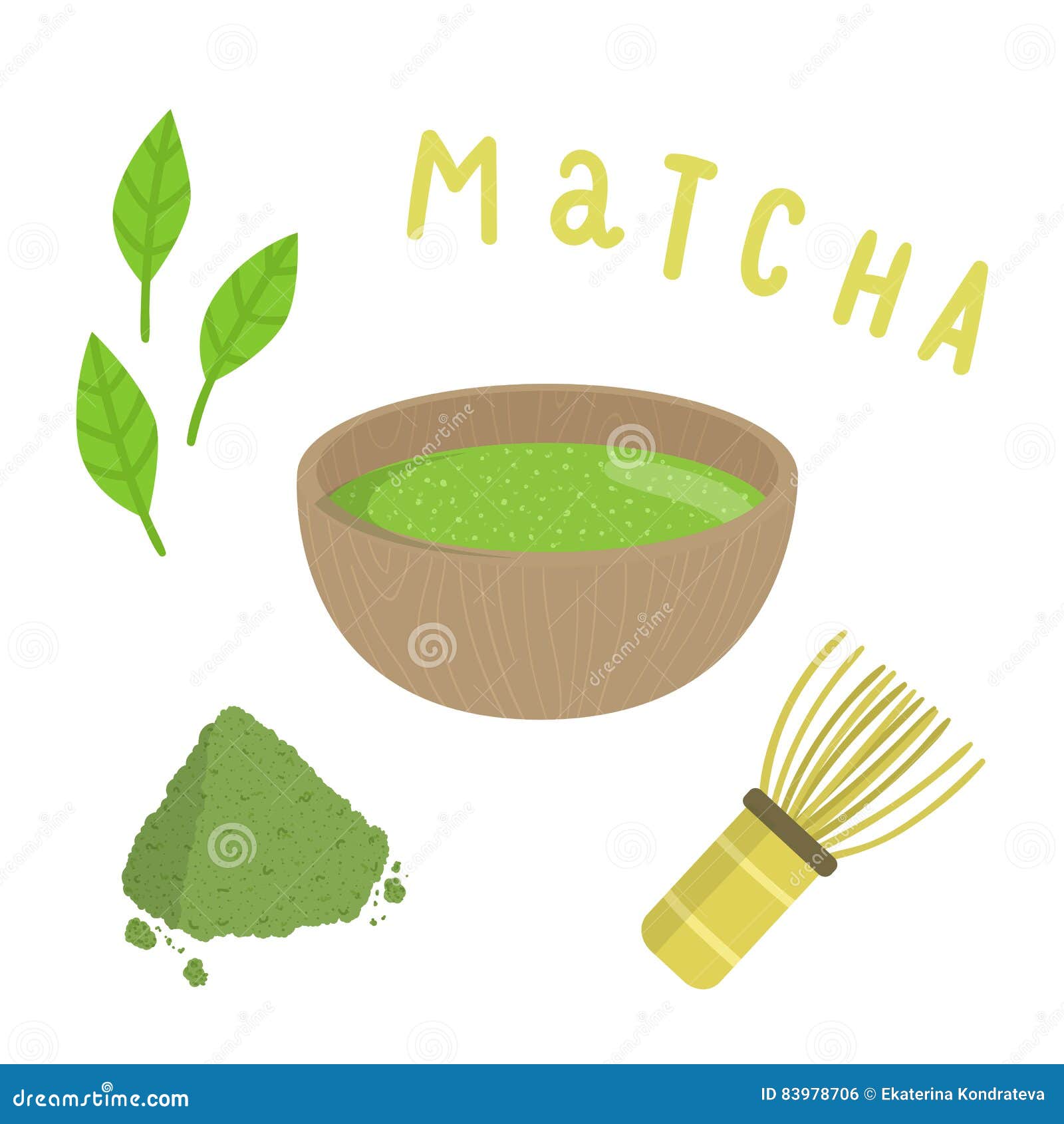 Set for making matcha tea. stock vector. Illustration of matcha - 83978706