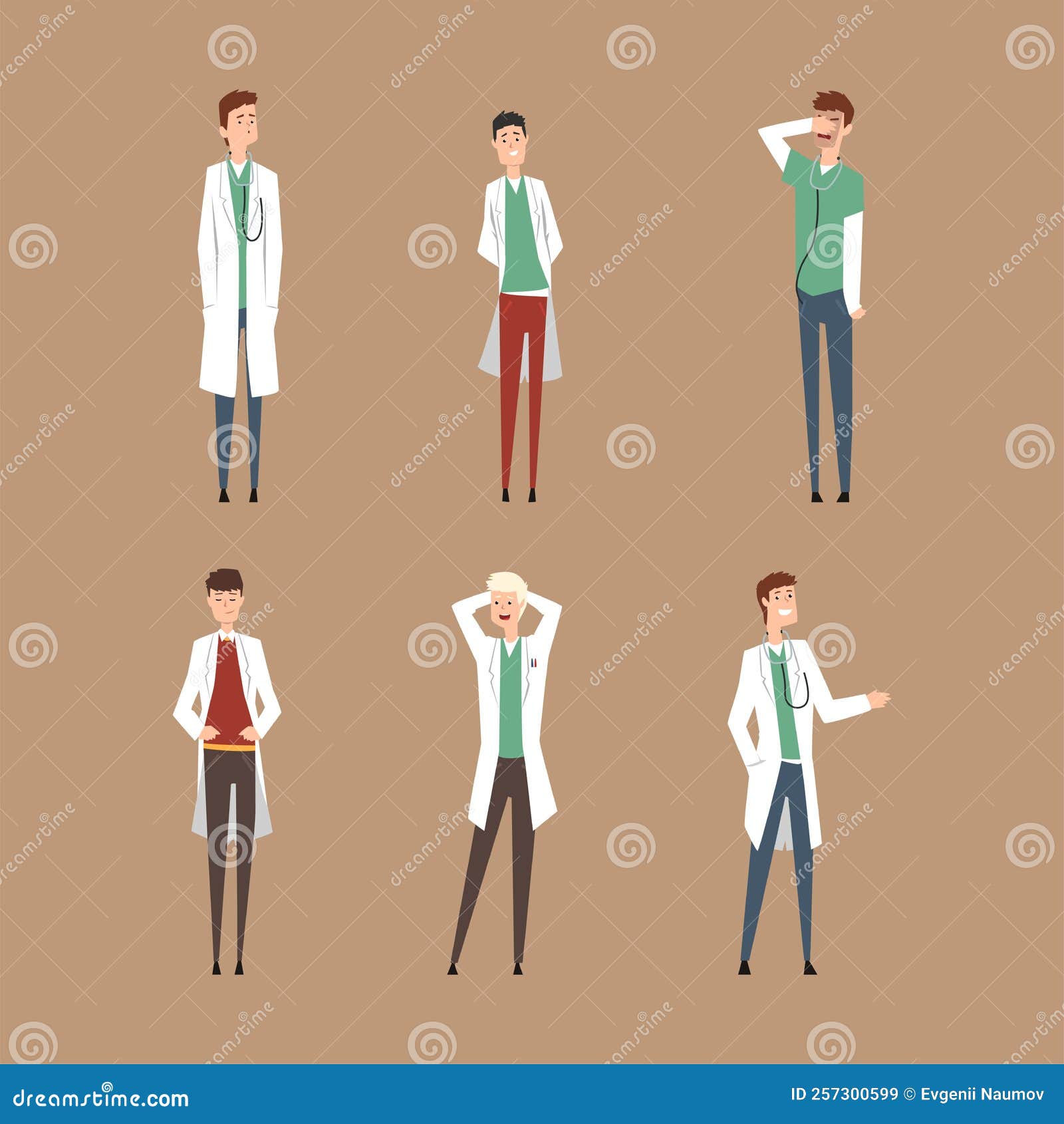 Set of Male Doctors or Practicing Interns. Medical Staff Vector ...