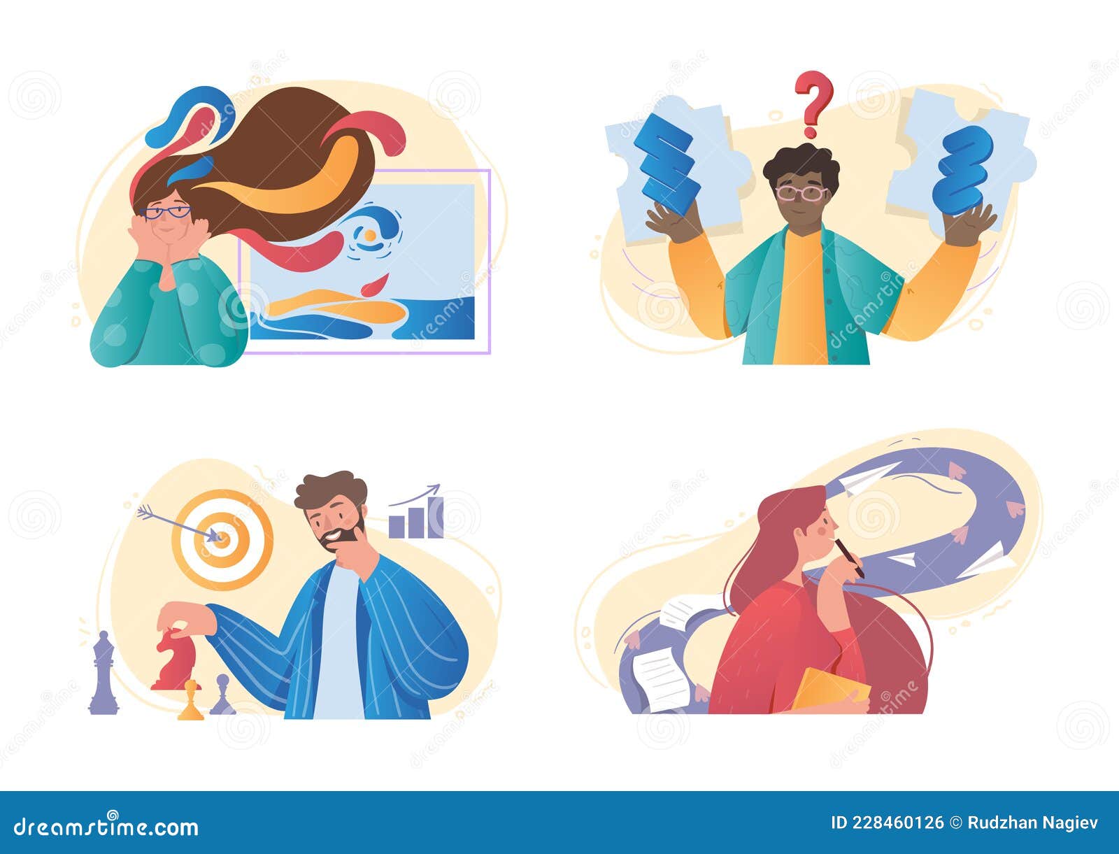 Set of Male and Female Characters with Different Mental Mindset Models ...