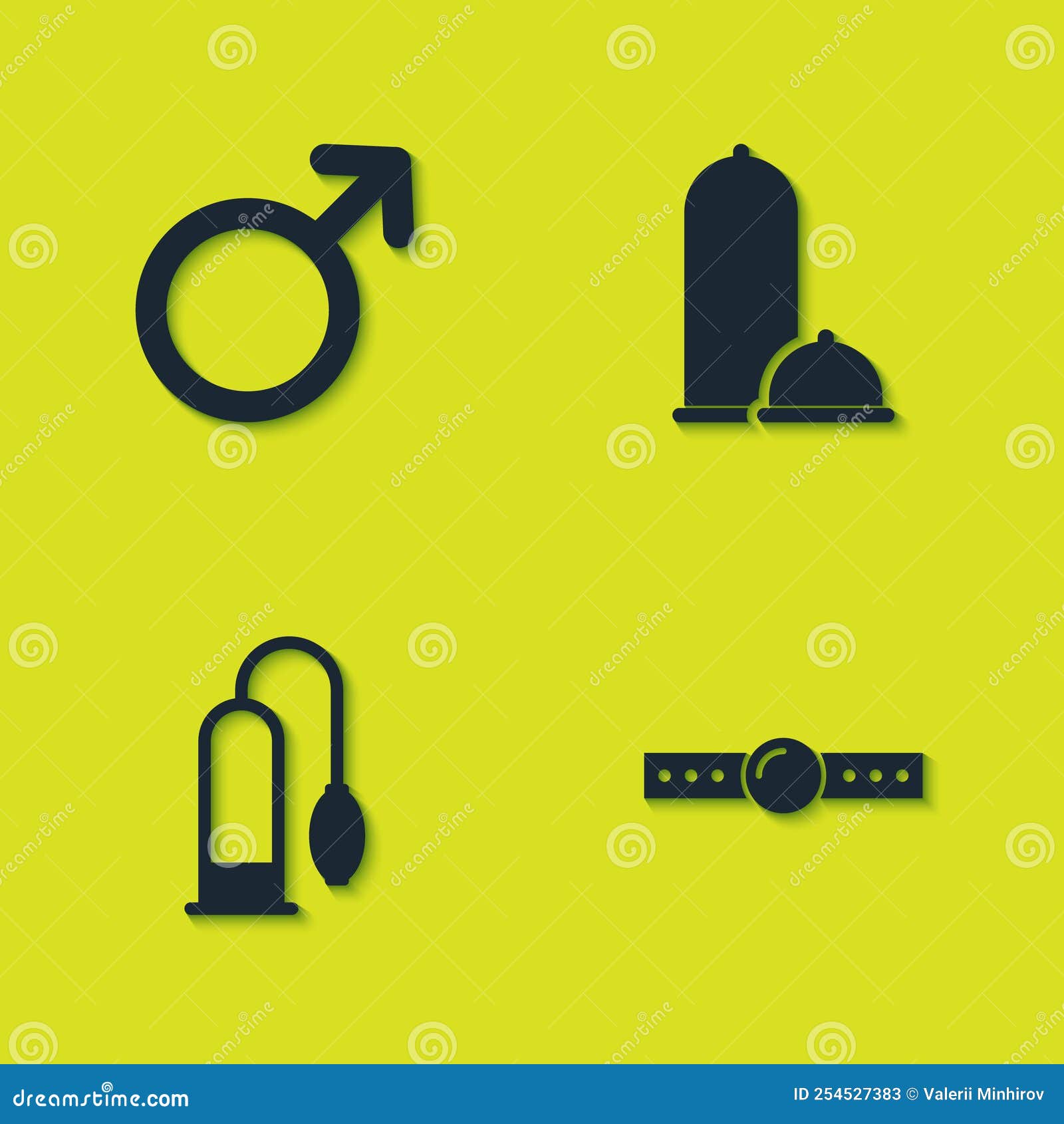 Set Male Gender Symbol Silicone Ball Gag Penis Pump And Condoms Safe
