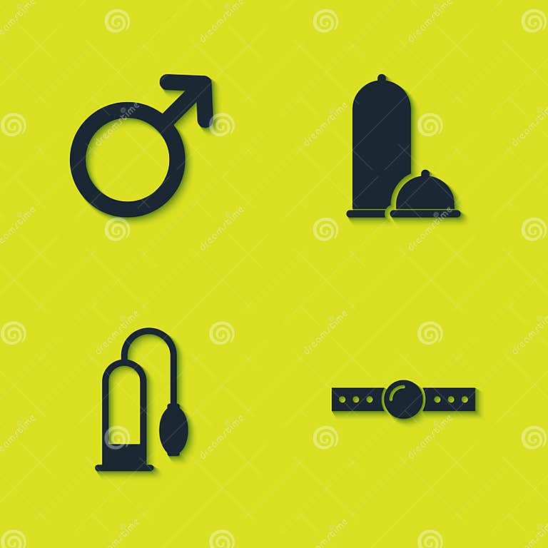 Set Male Gender Symbol Silicone Ball Gag Penis Pump And Condoms Safe