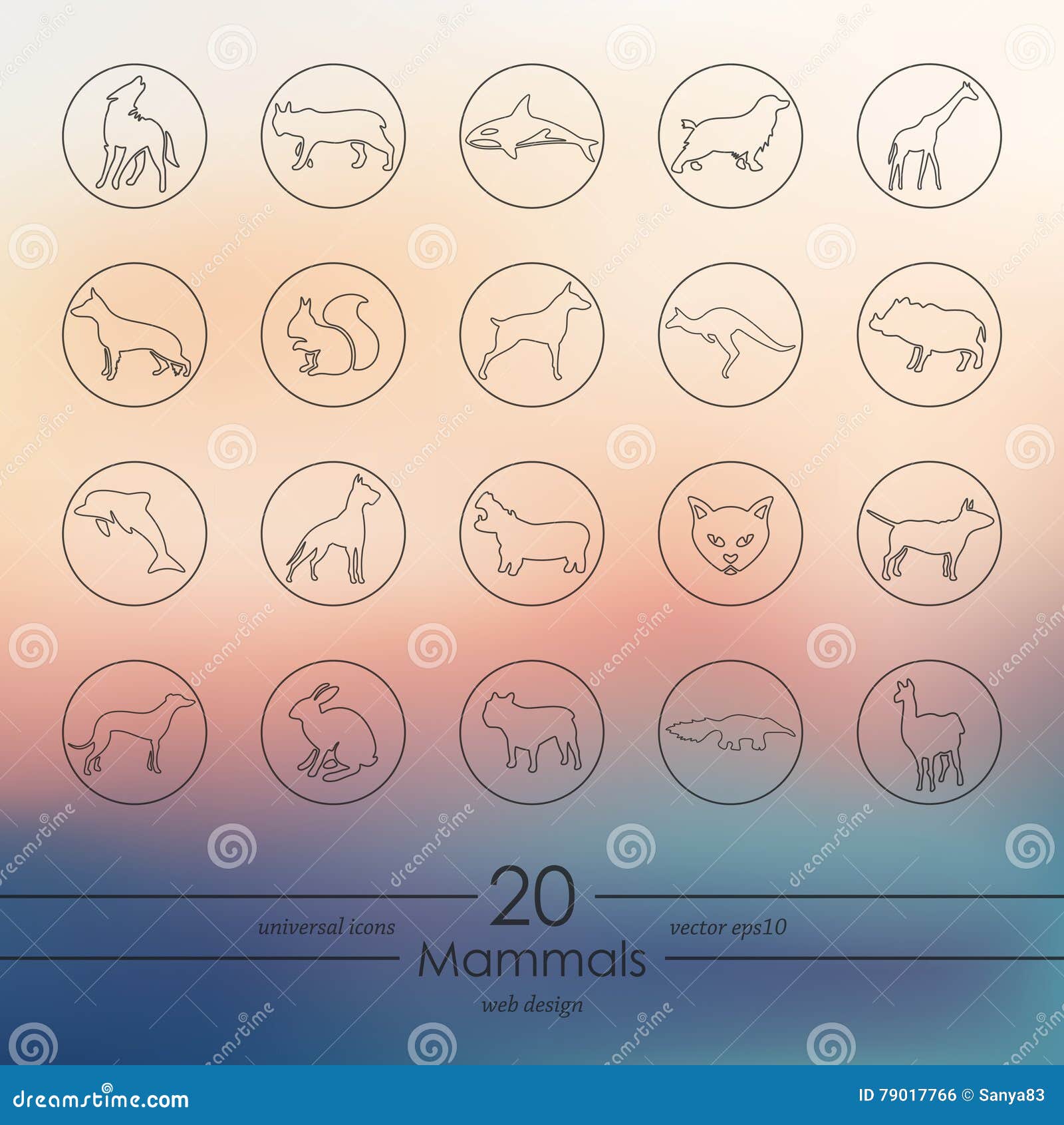 Set Of Mammals Icons Cartoon Vector | CartoonDealer.com #98351971