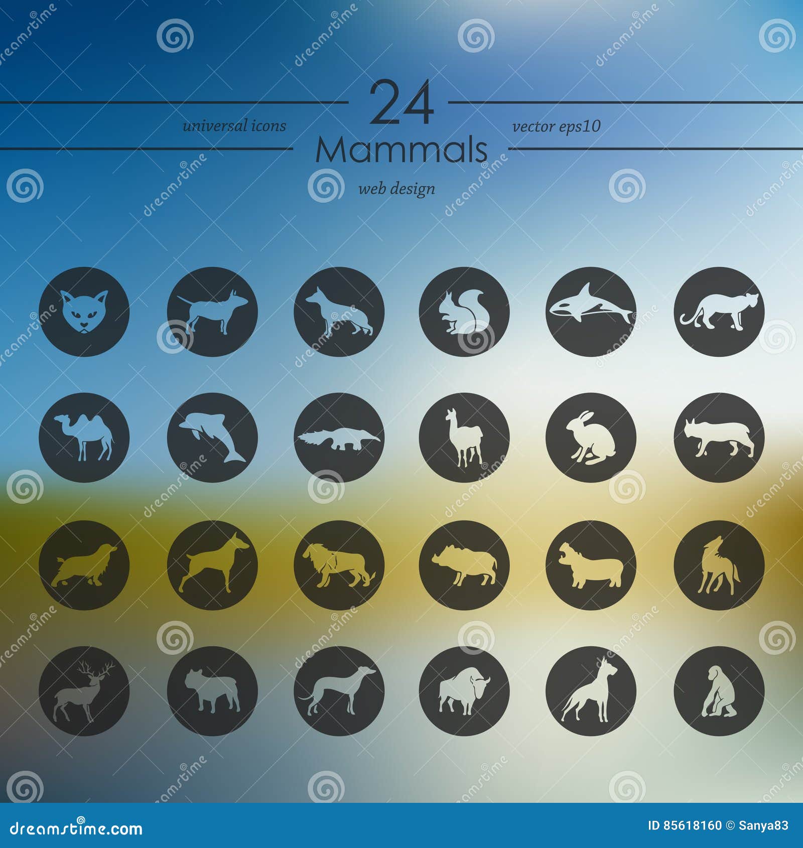 Set of mammals icons stock vector. Illustration of cheetah - 85618160