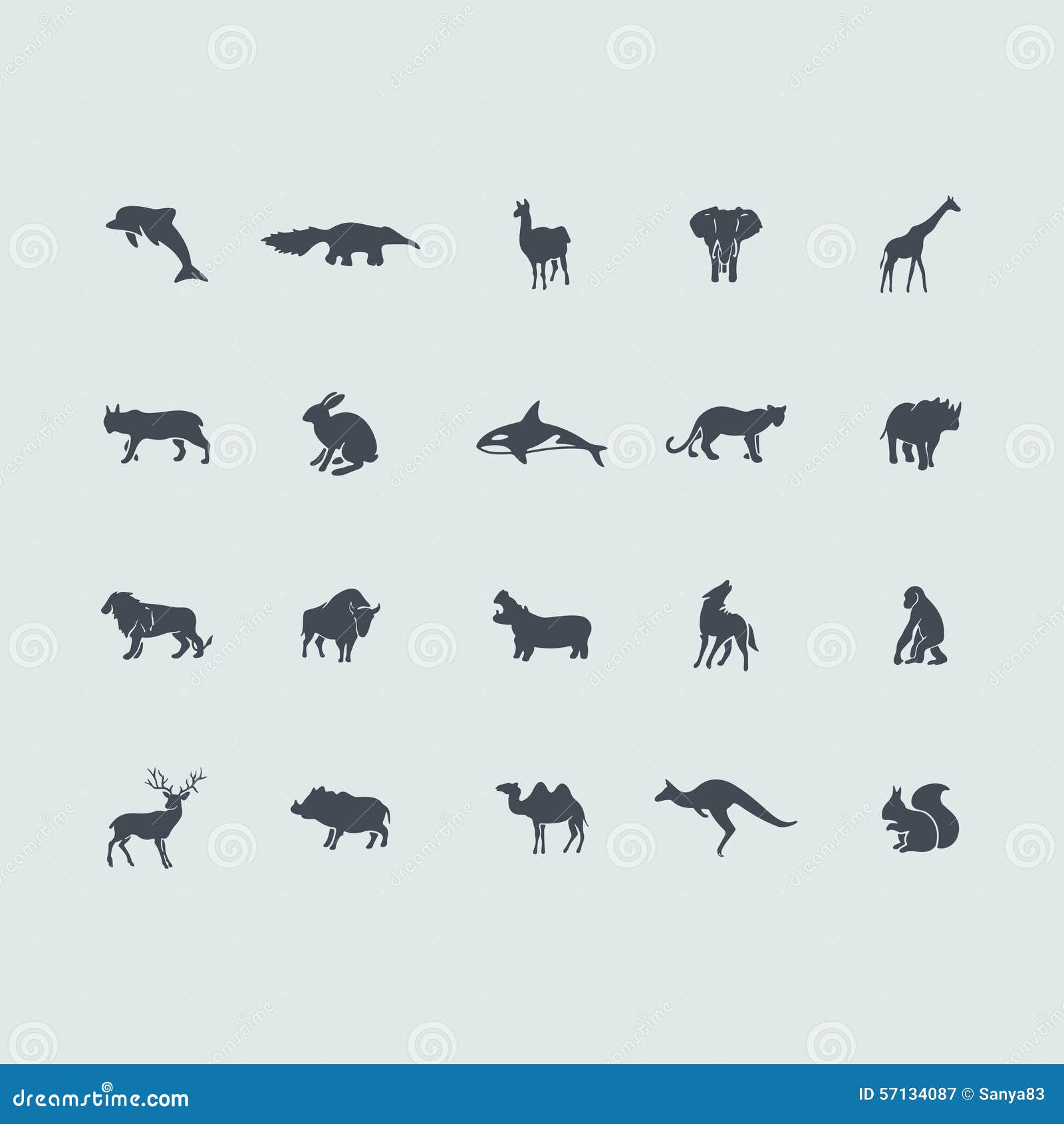 Set Of Mammals Icons Cartoon Vector | CartoonDealer.com #98351971