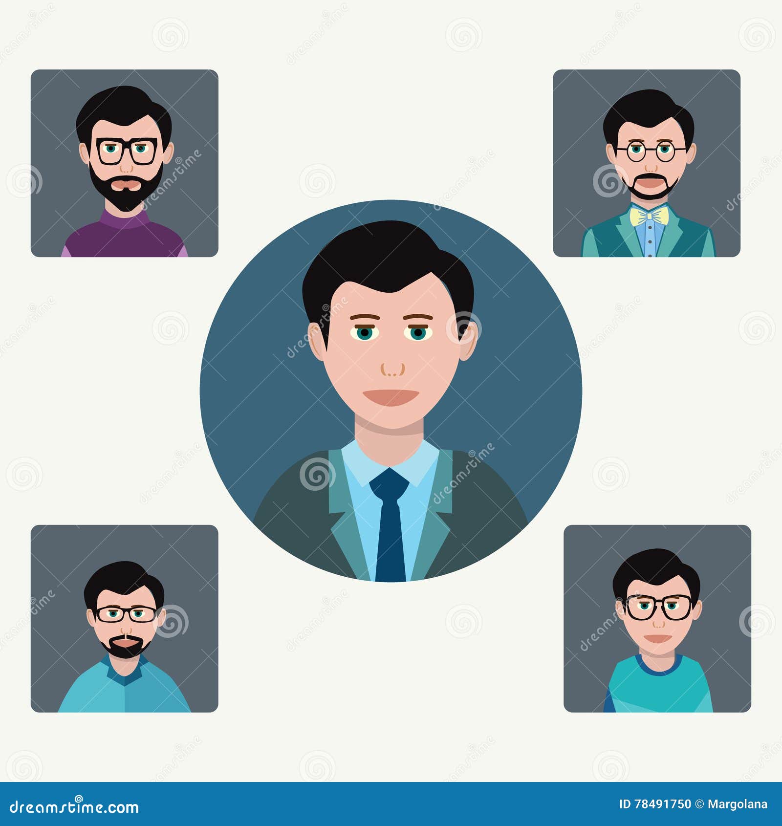 Set of Man Characters in Flat Style Design Elements. Stock Vector ...