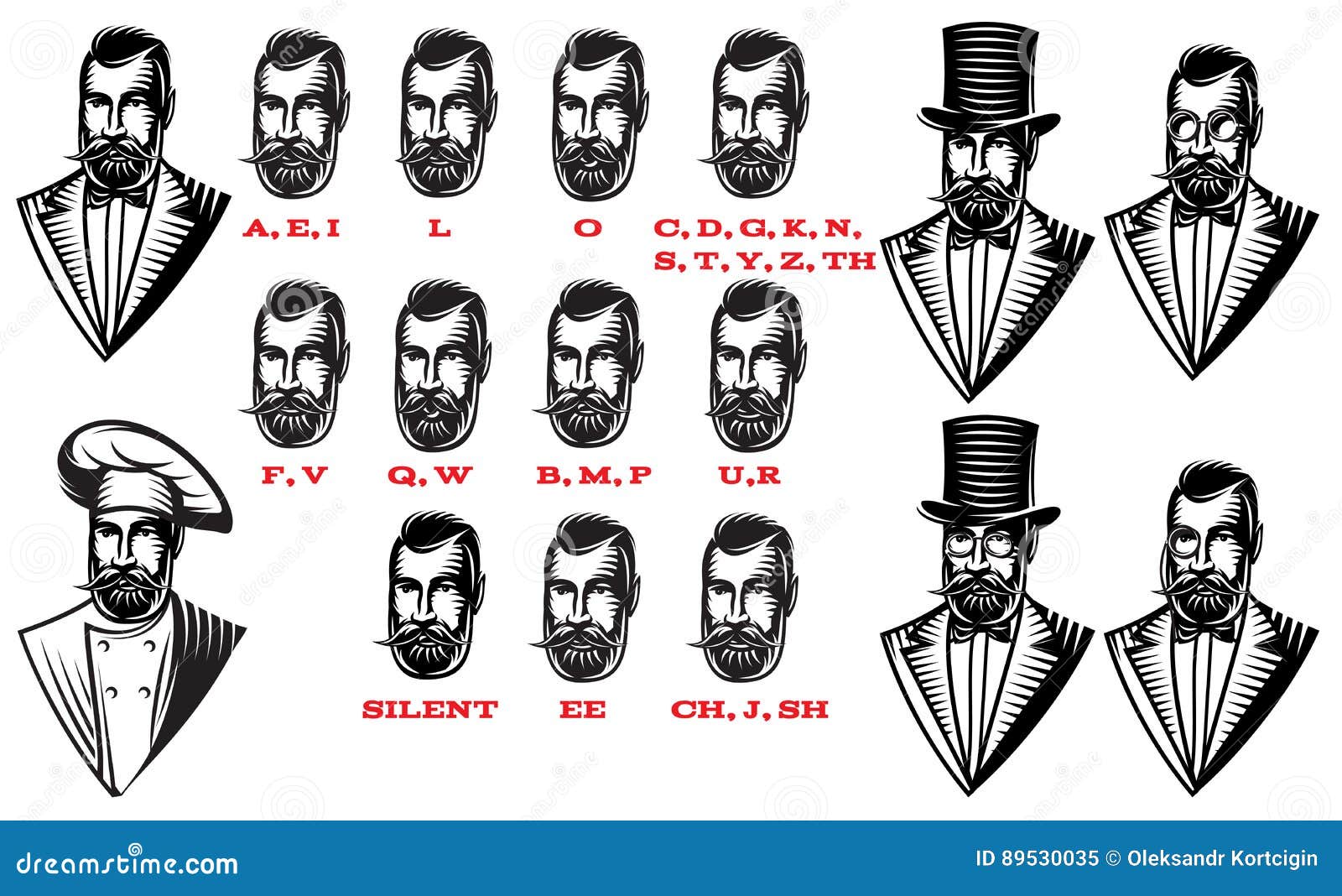 Set for Man Characters Speaks Animation. Set of Frames. Teaching Talk ...