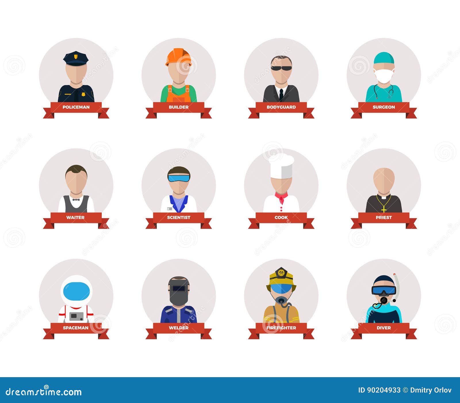 Set Man of Different Professions Stock Illustration - Illustration of ...