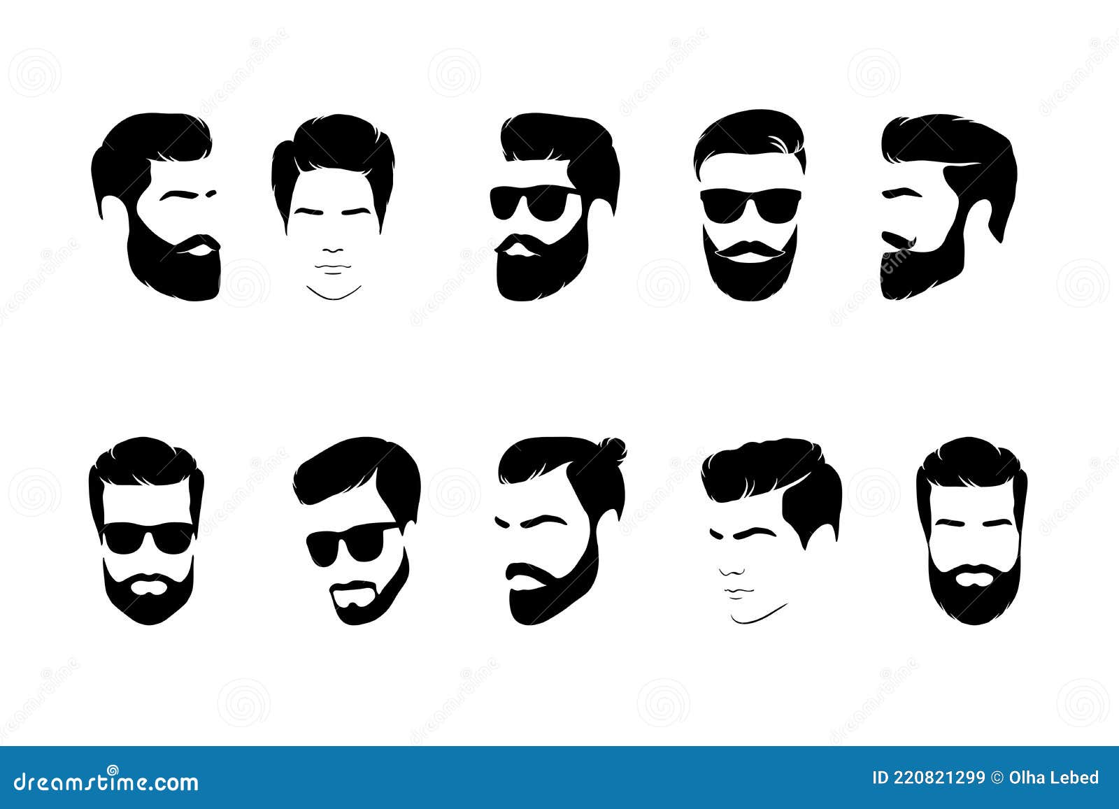 Set of Man Hair Icon for Barbershop Stock Vector - Illustration of ...