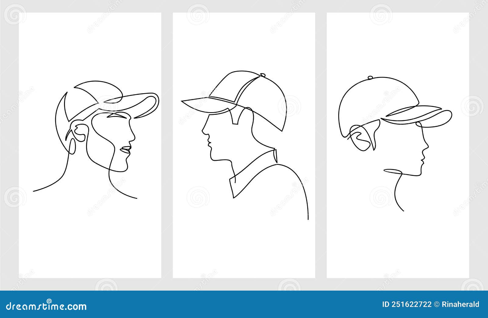 Set Man Hat Cap One Line Drawing Vector Design Stock Illustration ...