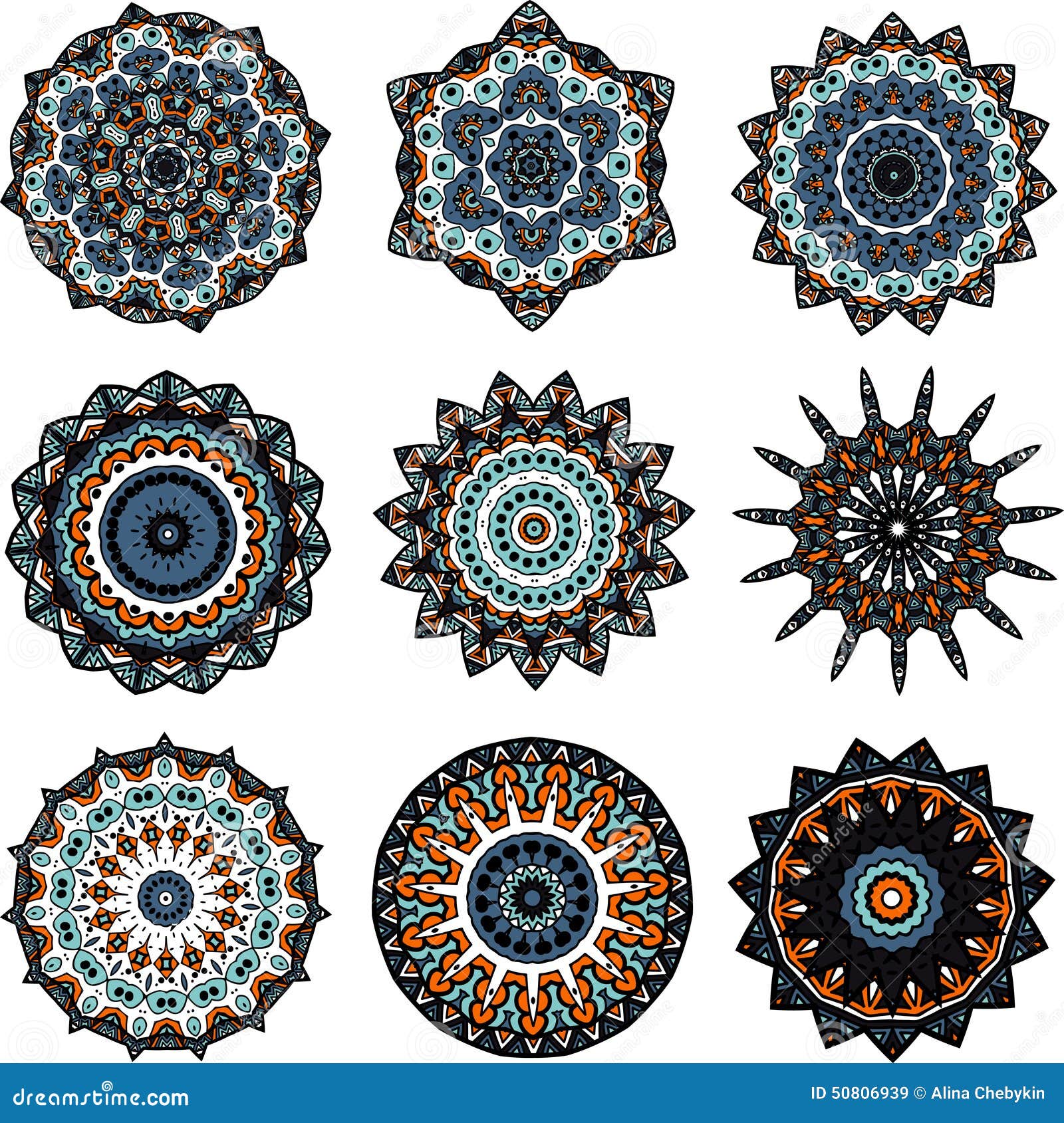 Set of Mandalas in Turkish Style Stock Vector - Illustration of arabic ...