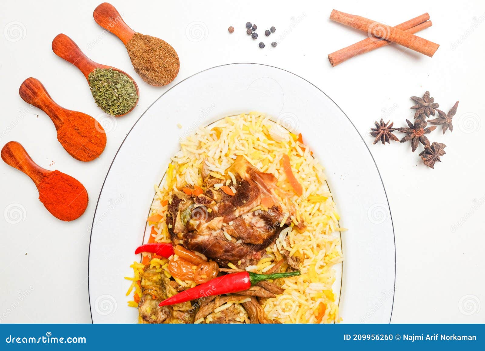 Set of Mandy Lamb Rice on the Table. Stock Photo - Image of arab ...