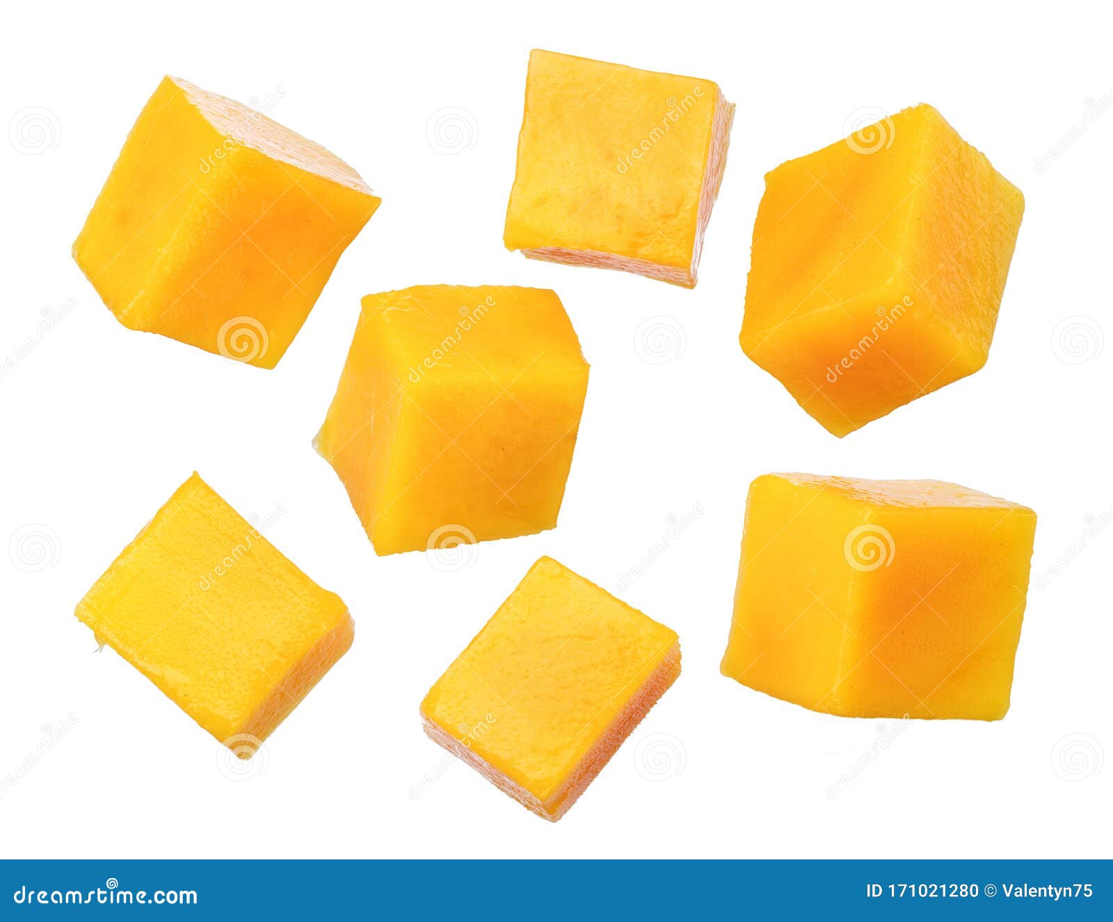 Set of Mango Cubes Isolated on a White Background Stock Photo - Image ...