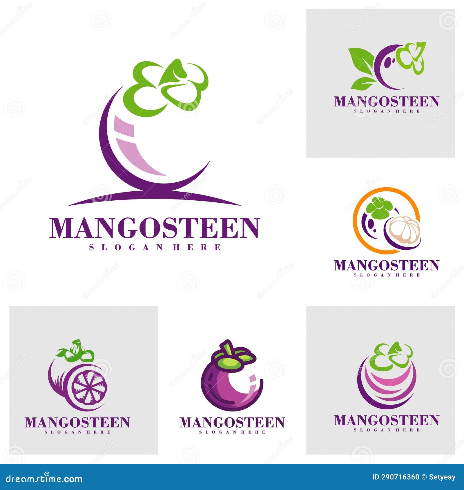 Set of Mangosteen Logo Design Template. Creative Mangosteen Logo Vector ...