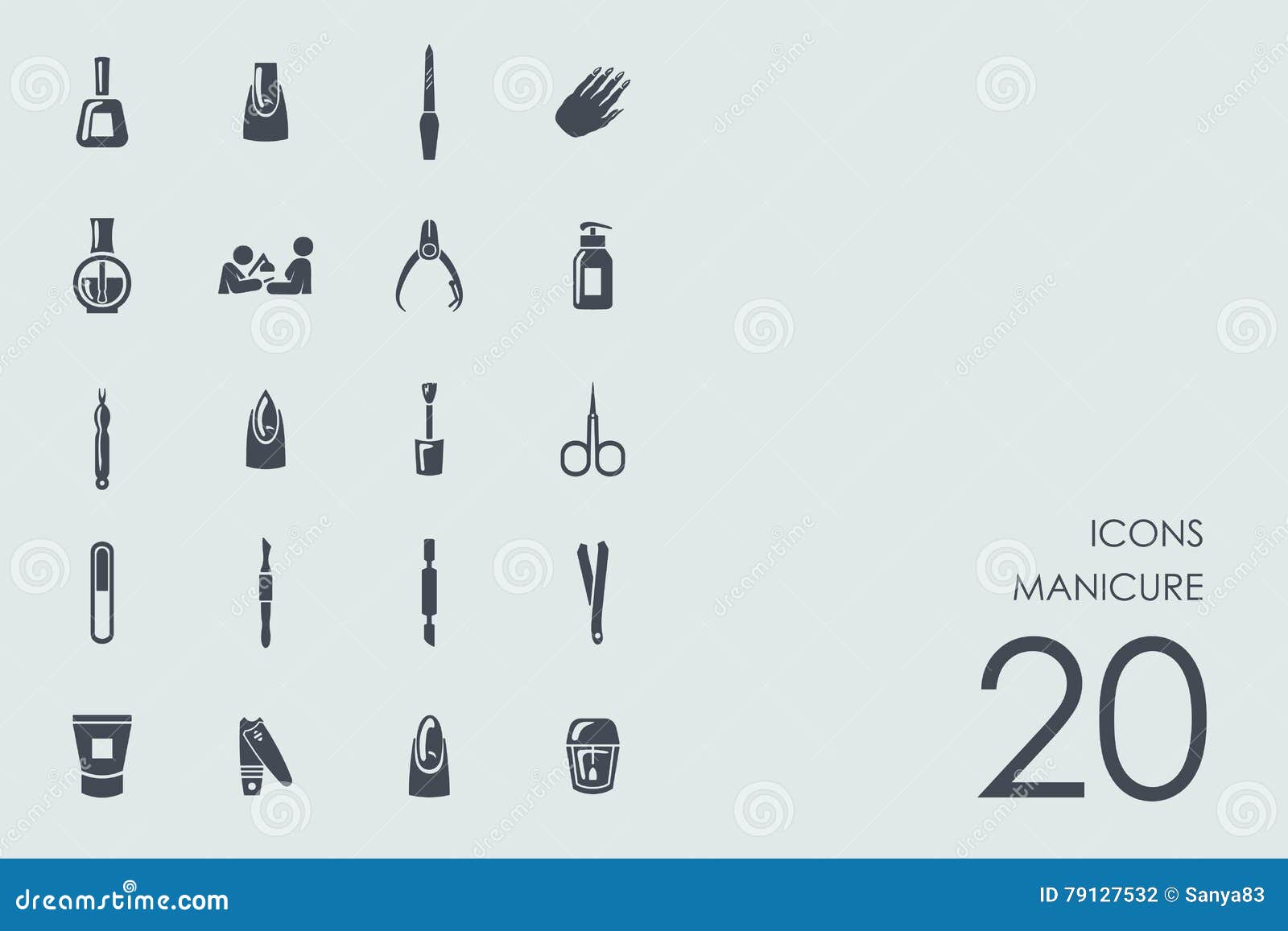 Set of manicure icons stock vector. Illustration of beauty - 79127532