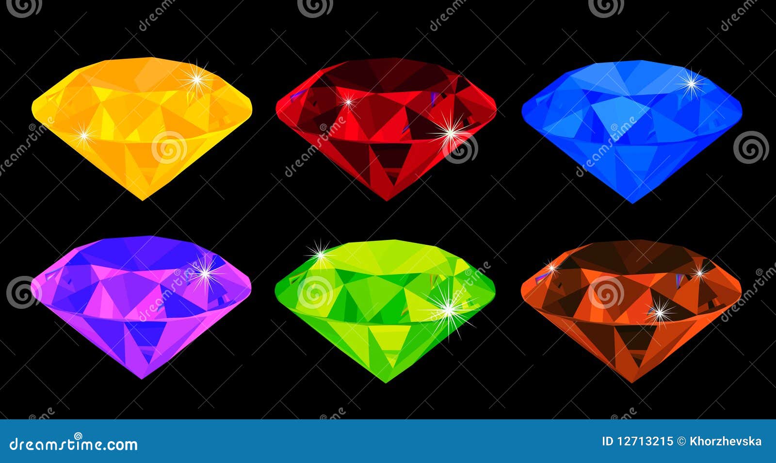Set of many-coloured gems stock vector. Illustration of group - 12713215