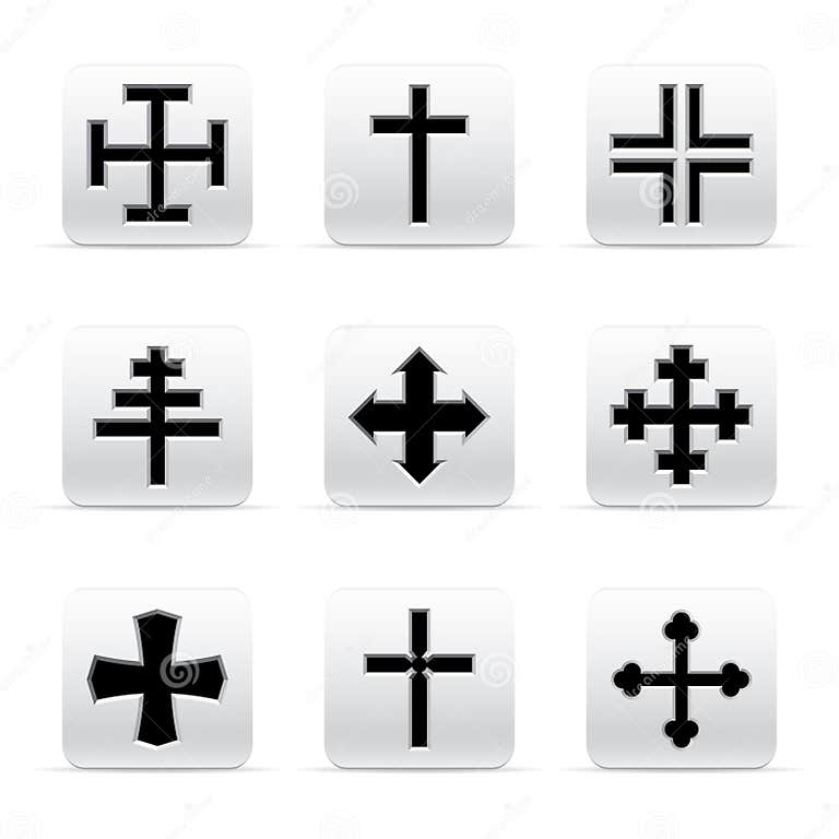 Set of Many Different Crosses Stock Illustration - Illustration of ...