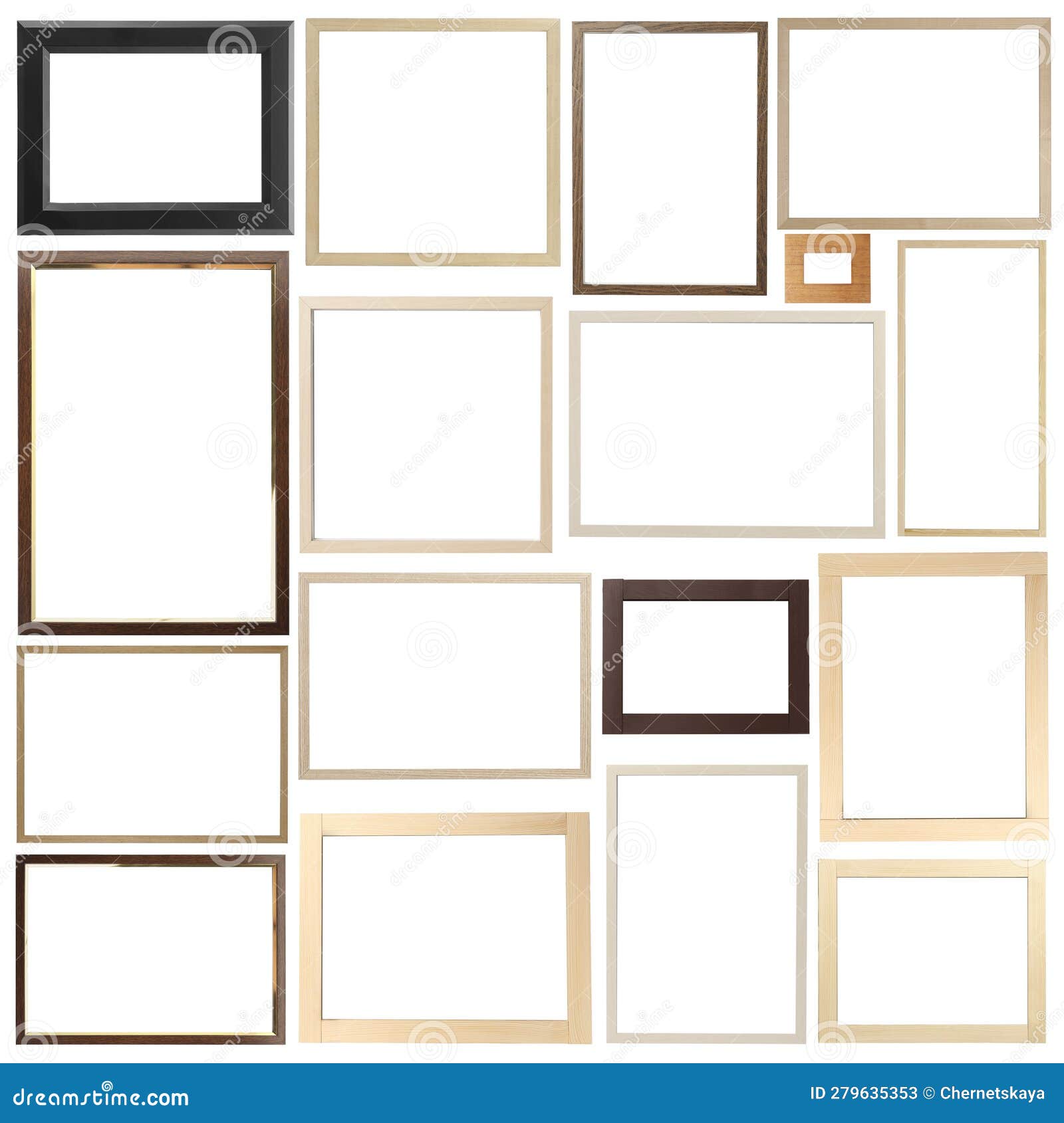 Set of Many Different Frames on White Stock Illustration - Illustration ...