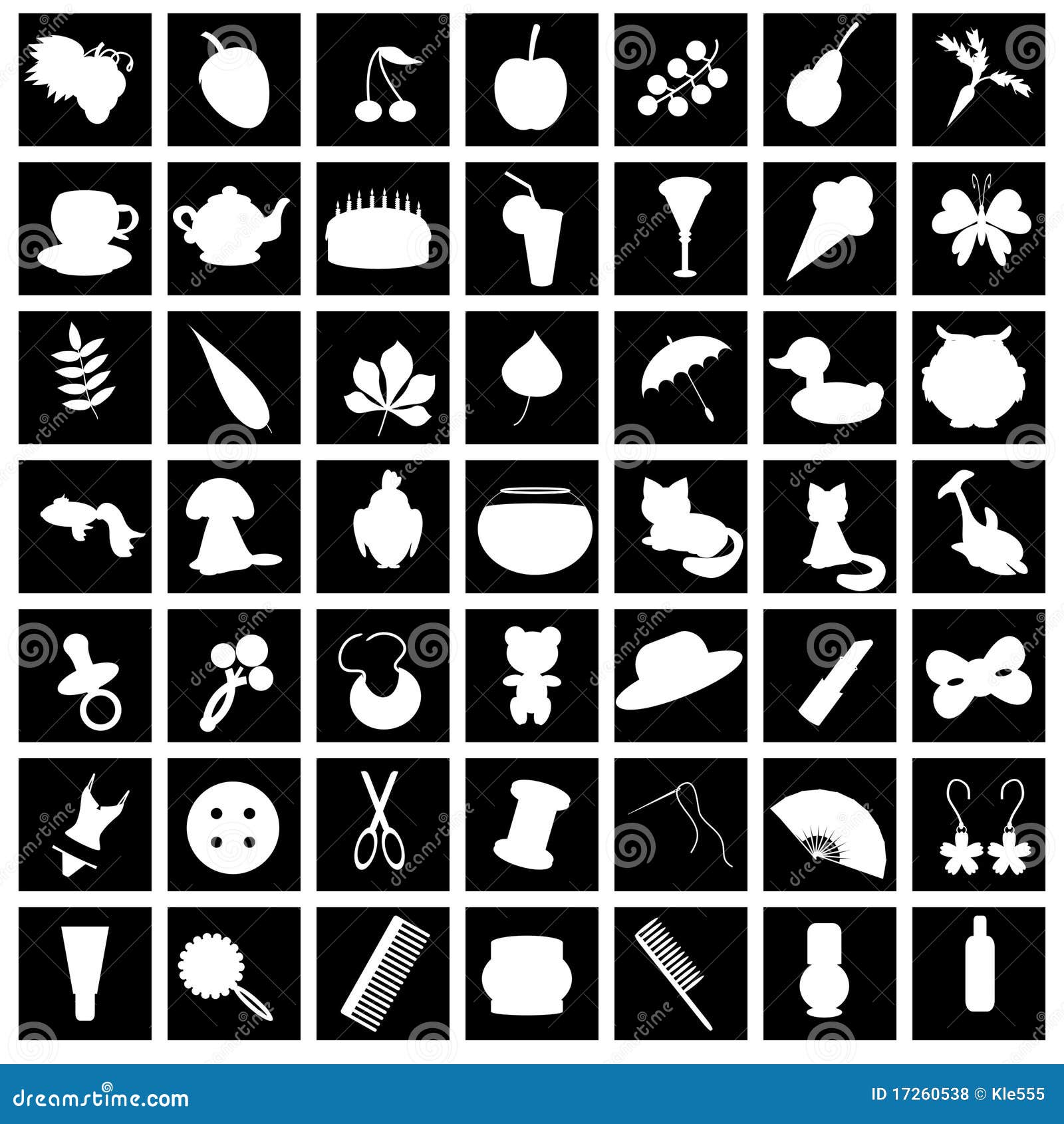 Set with Many Different Icons Stock Vector - Illustration of grape ...